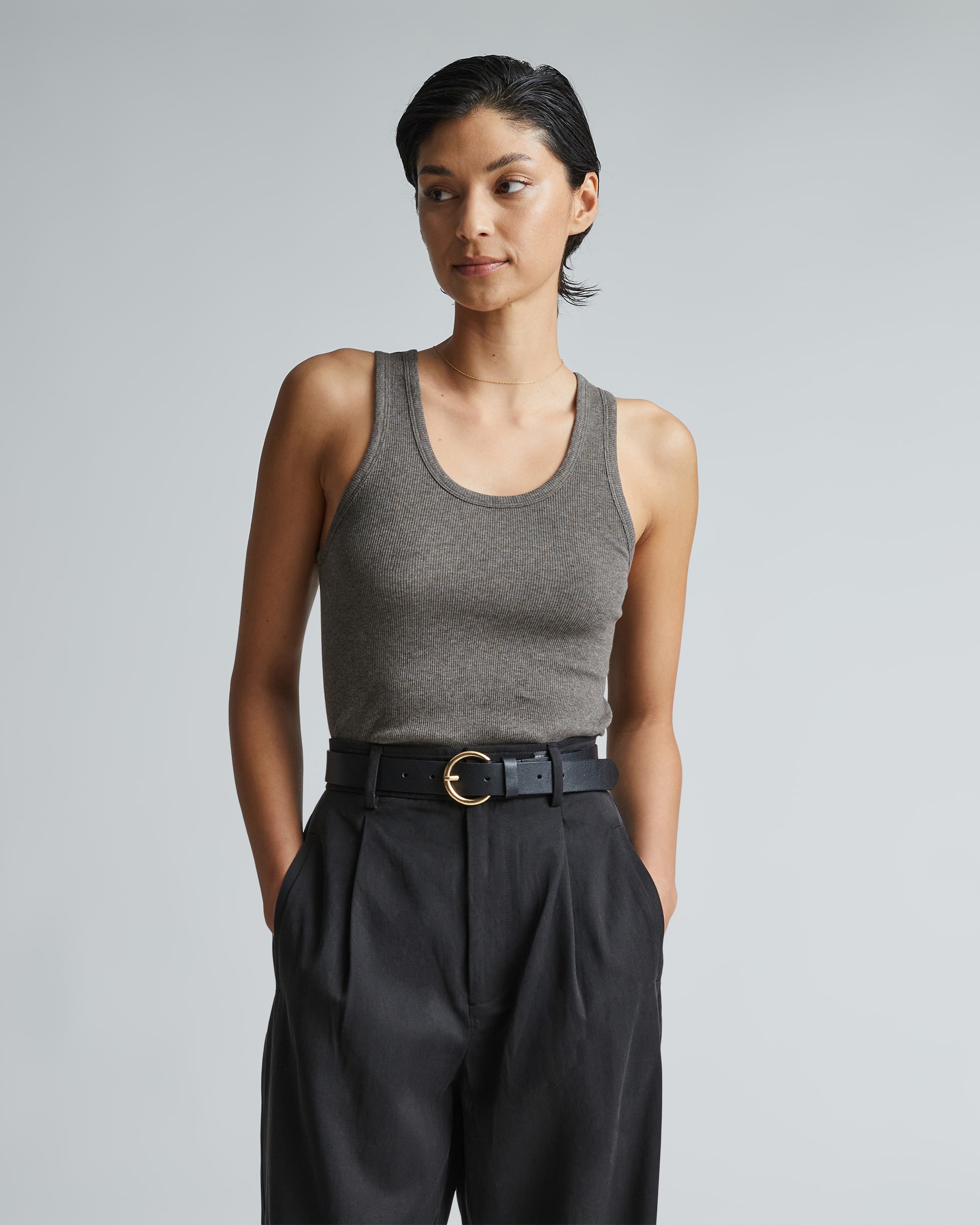 The Supima® Micro-Rib Tank Heathered Fatigue – Everlane
