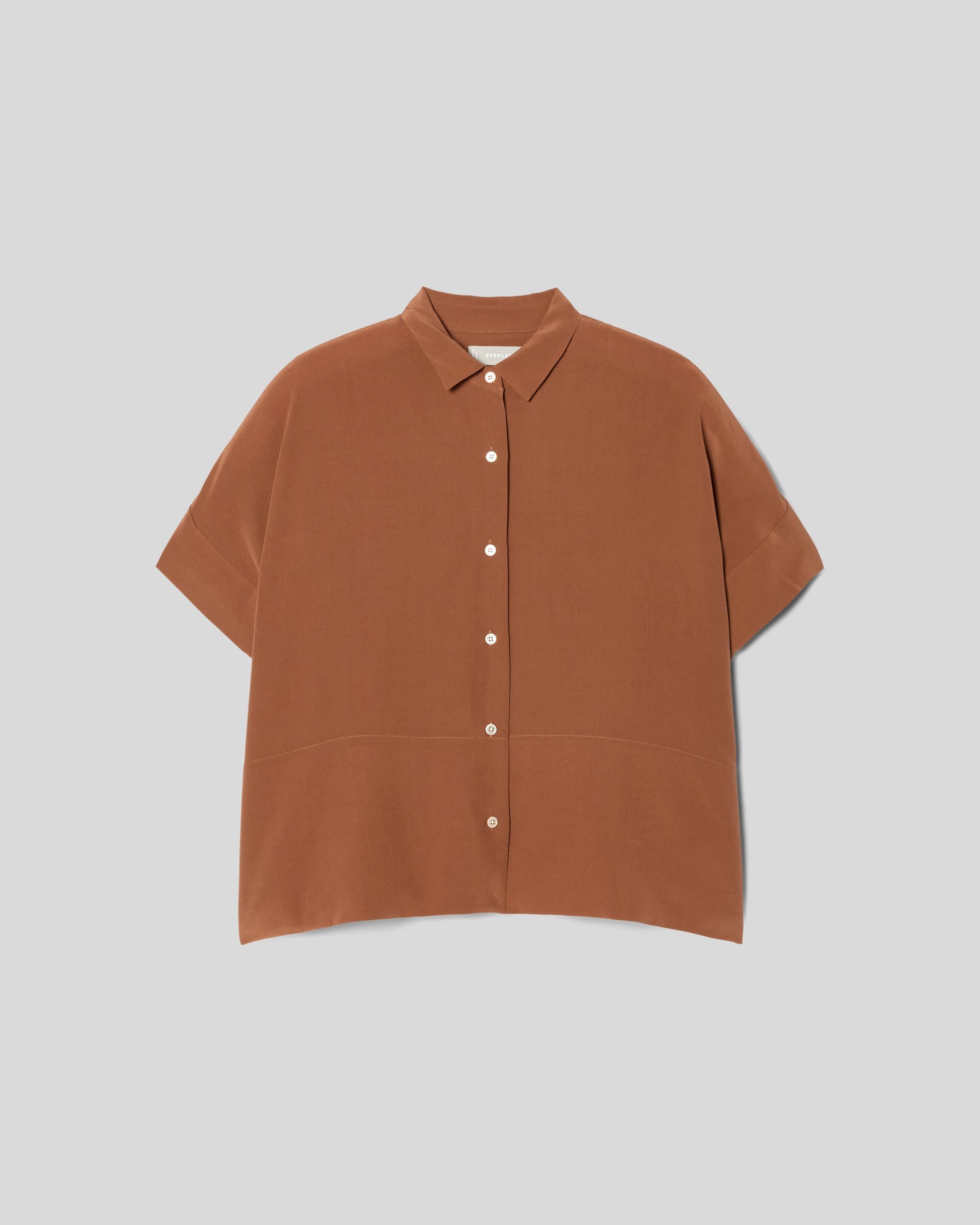 The Clean Silk Short-Sleeve Square Shirt Cocoa Brown – Everlane