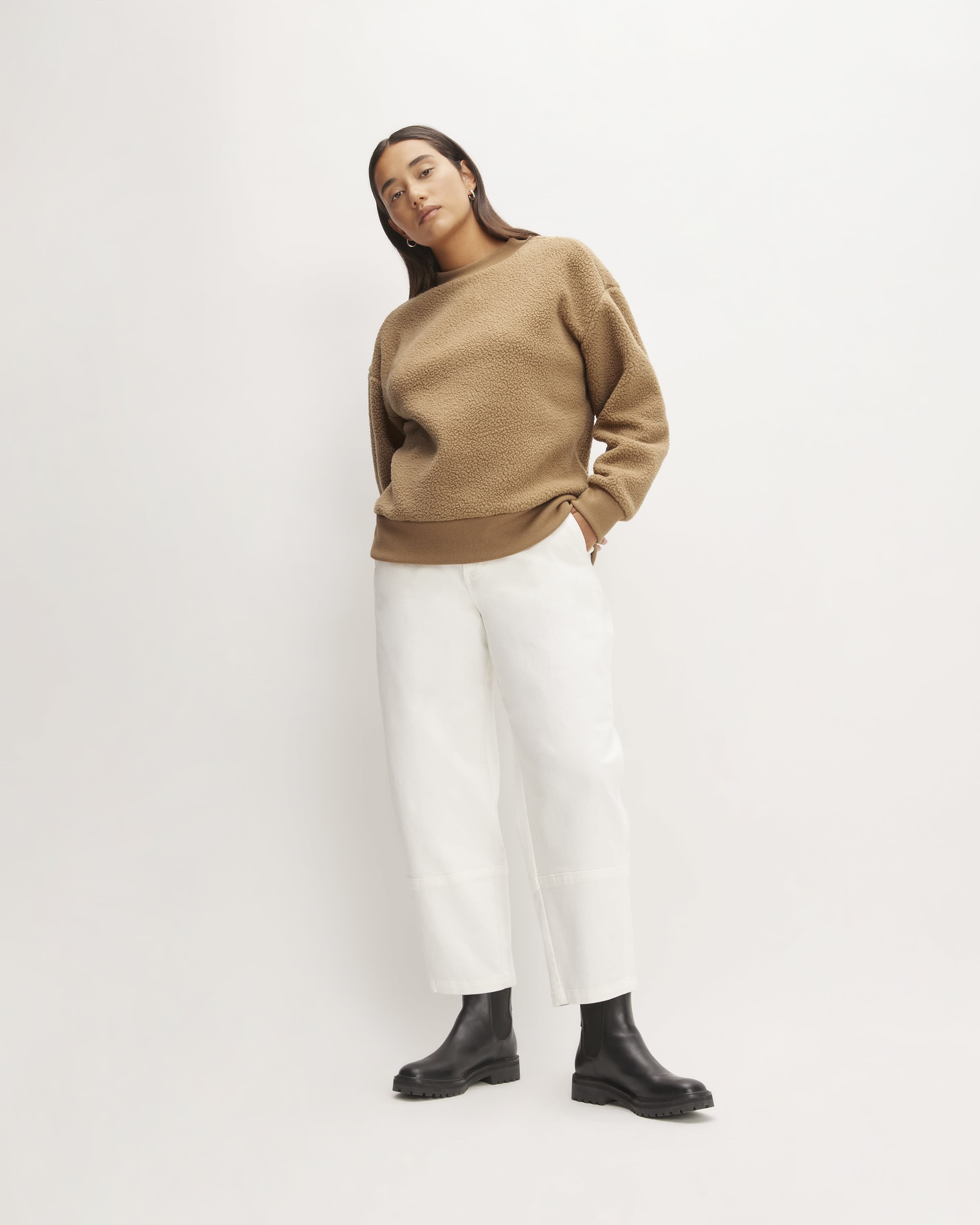 The Renew Fleece Oversized Crew Tiger's Eye – Everlane