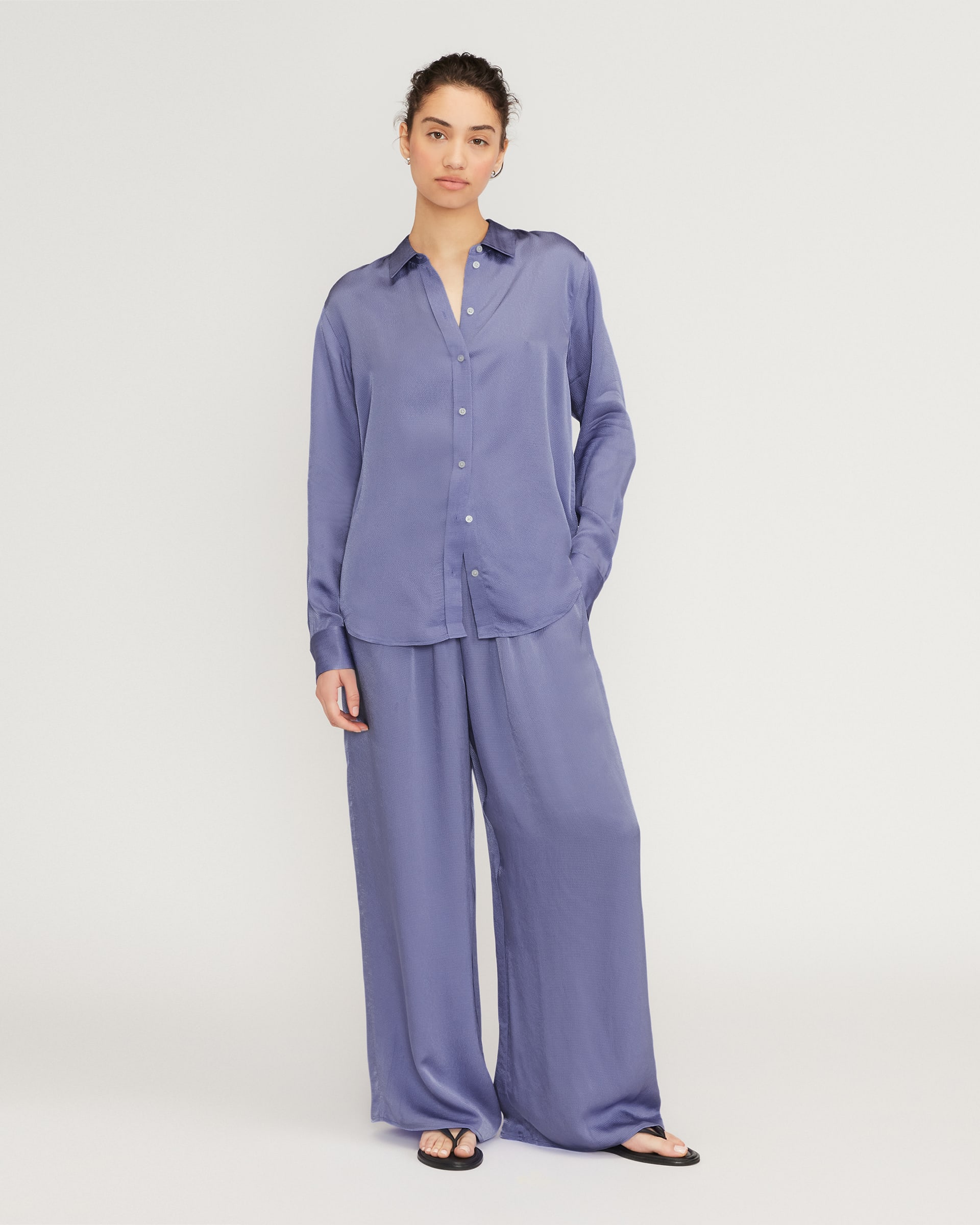 The Satin Relaxed Shirt Cornflower Blue – Everlane