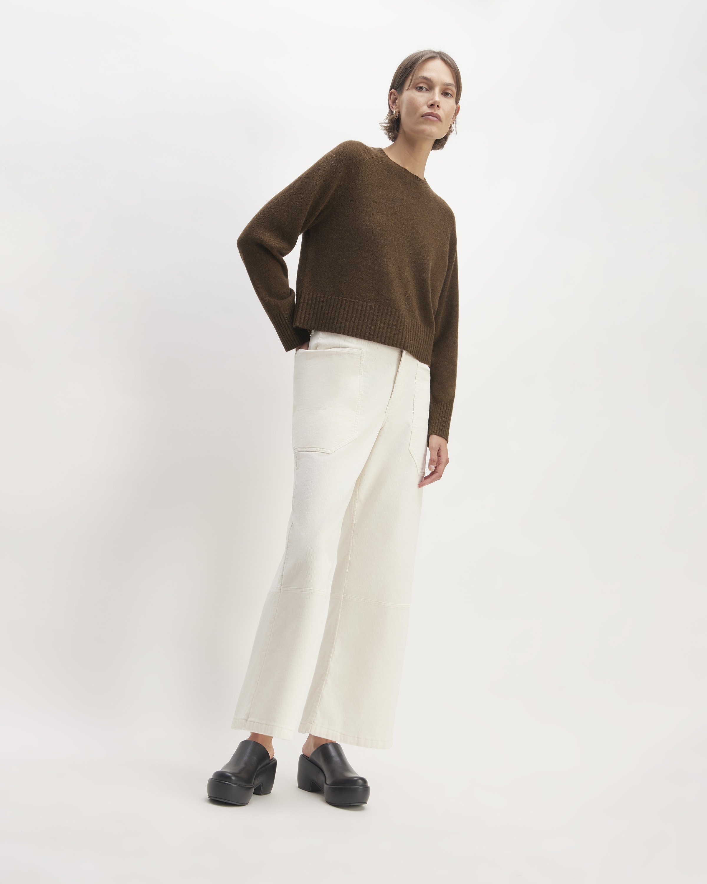 The Cashmere Boxy Crew Sweater Heather Cocoa – Everlane