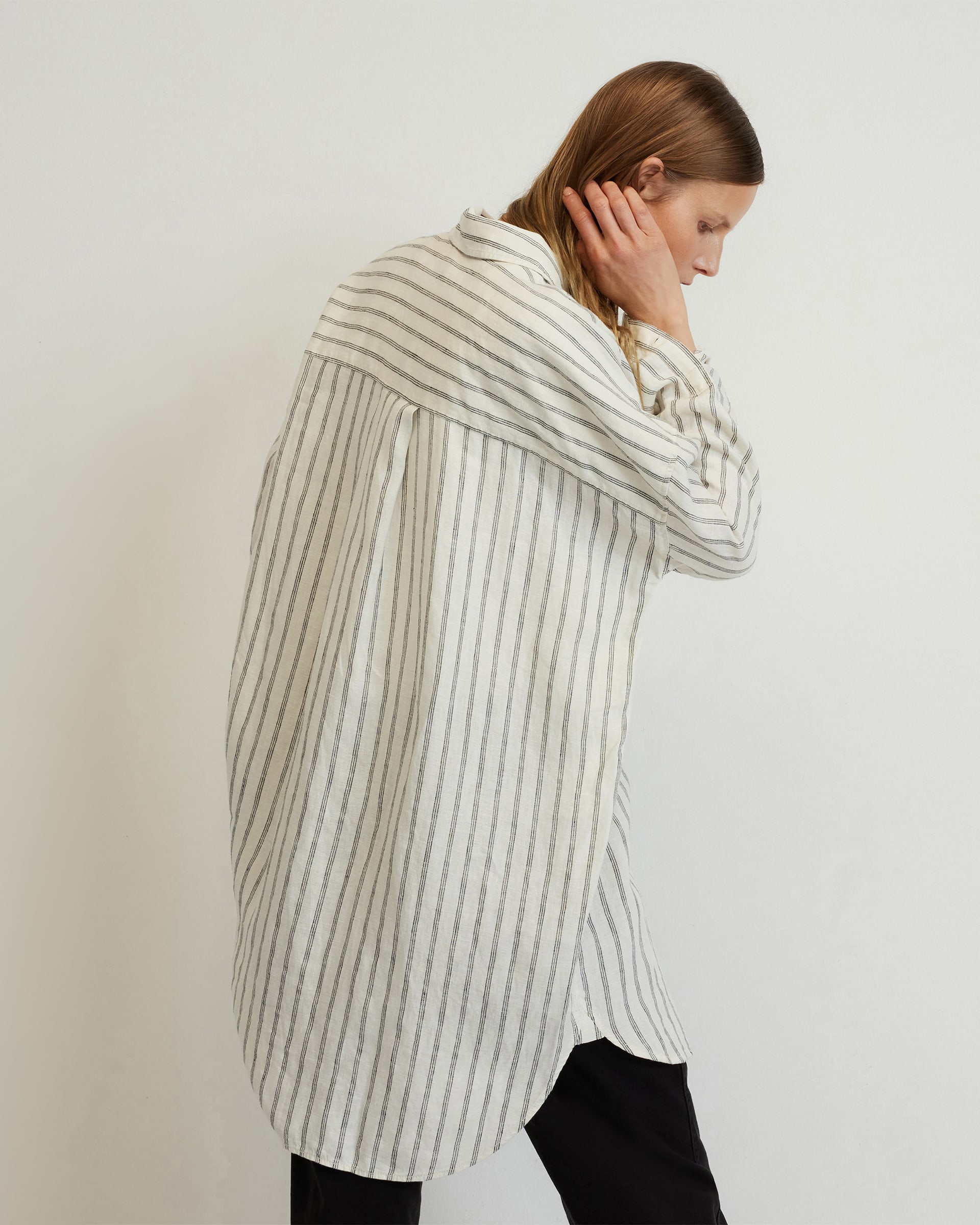 The Way-Long Linen Shirt Black / Canvas Tan – Everlane