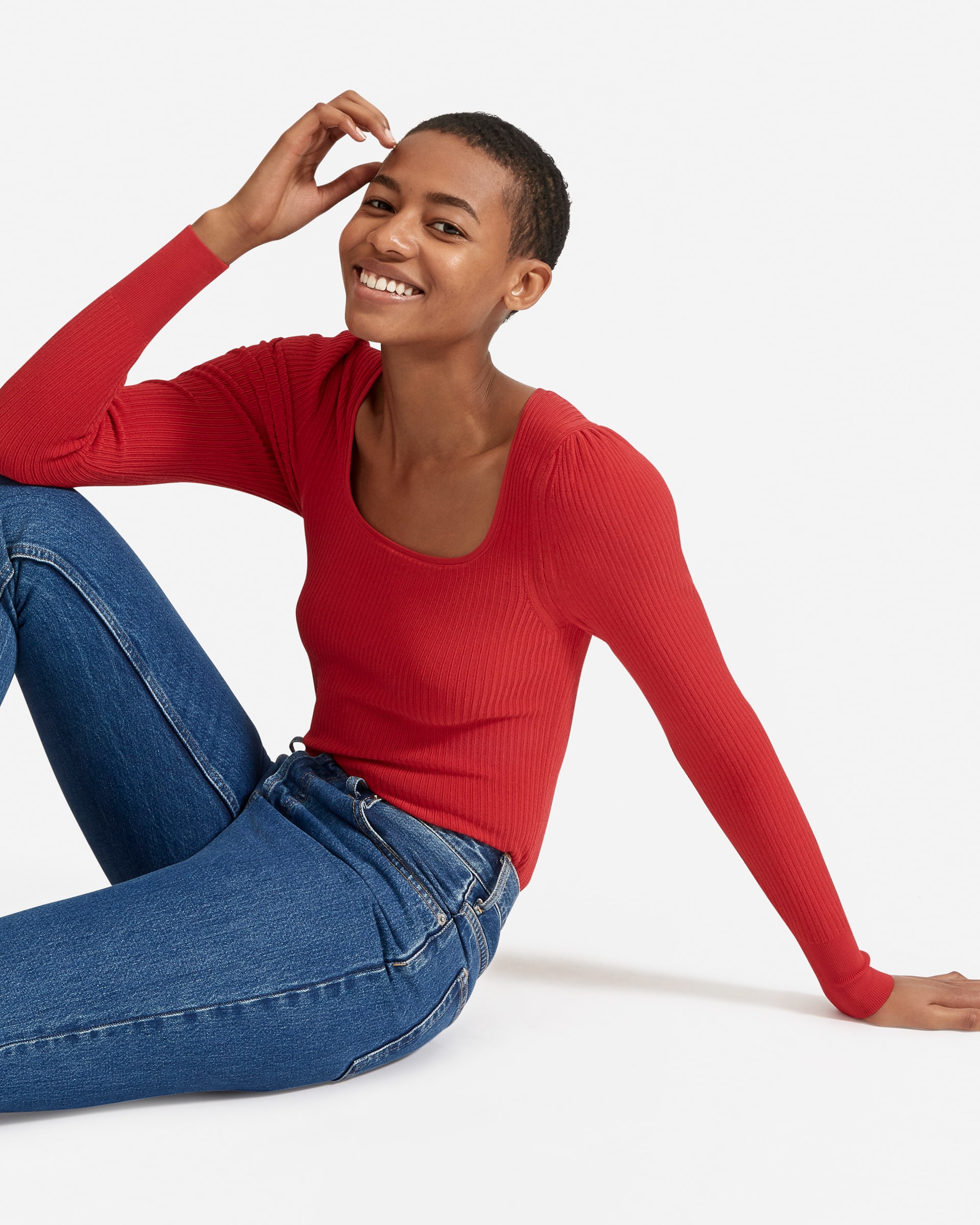 The Square Neck Top Haute Red – Everlane