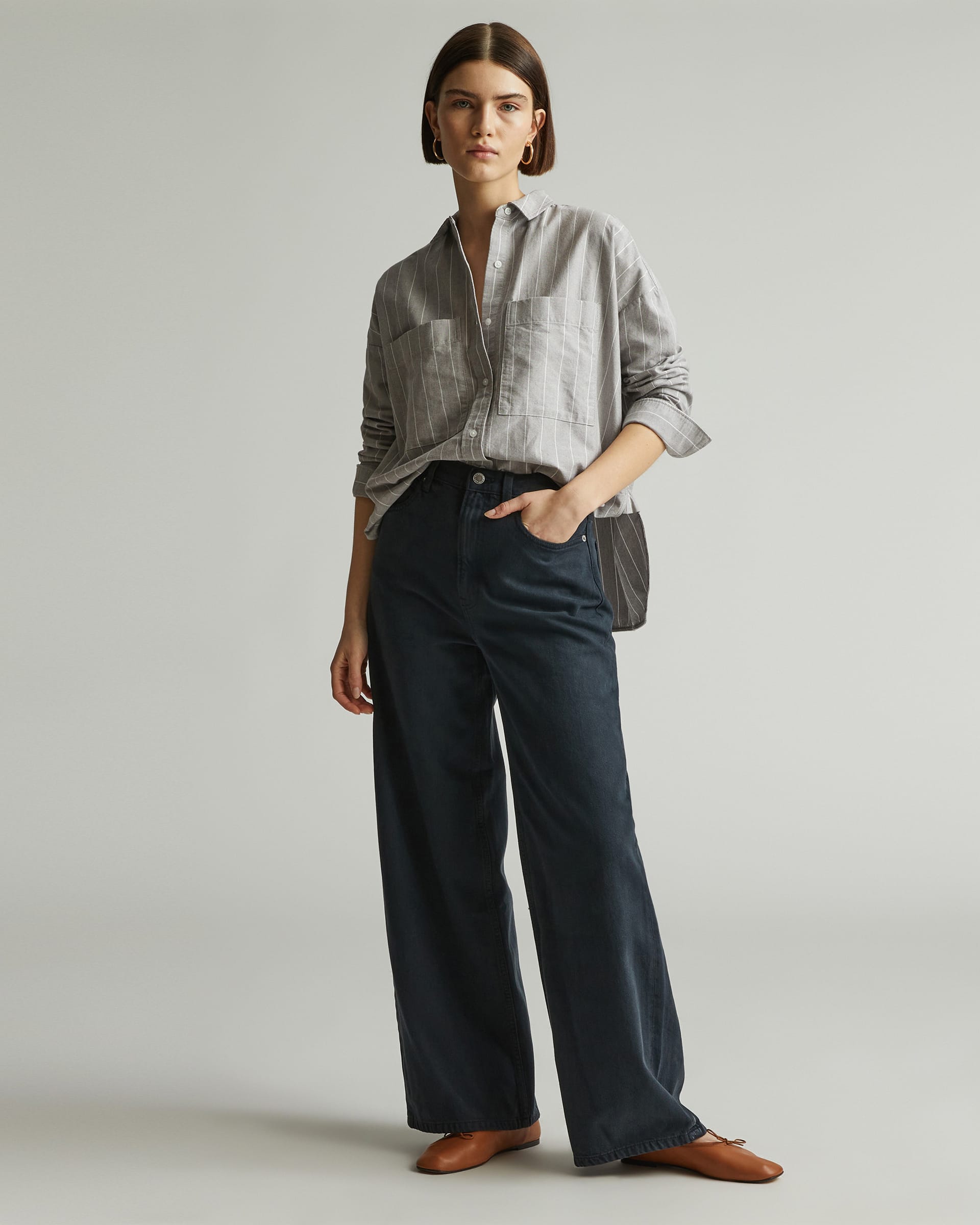 The Boxy Oxford Chocolate Brown / White – Everlane