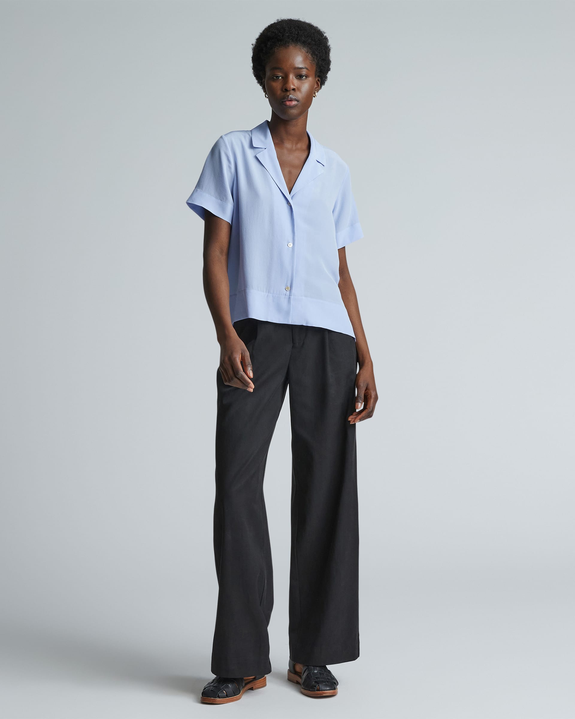 The Clean Silk Short-Sleeve Notch Shirt Periwinkle – Everlane