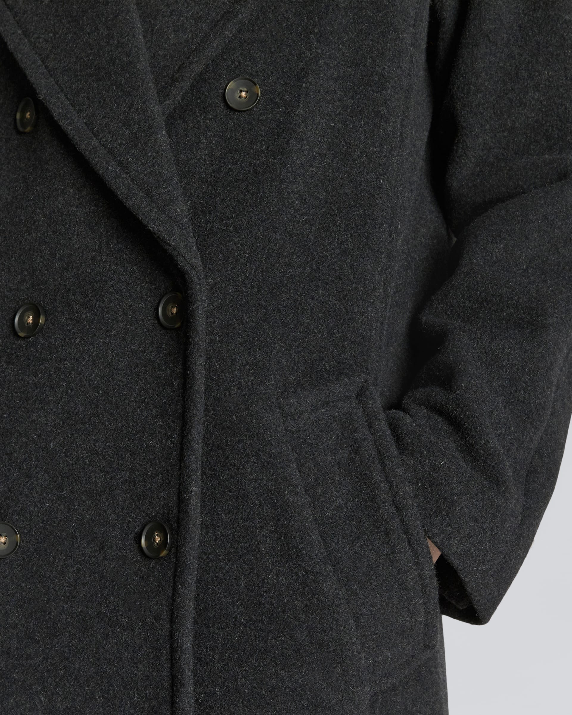 The Italian ReWool® Long Peacoat Heathered Black – Everlane
