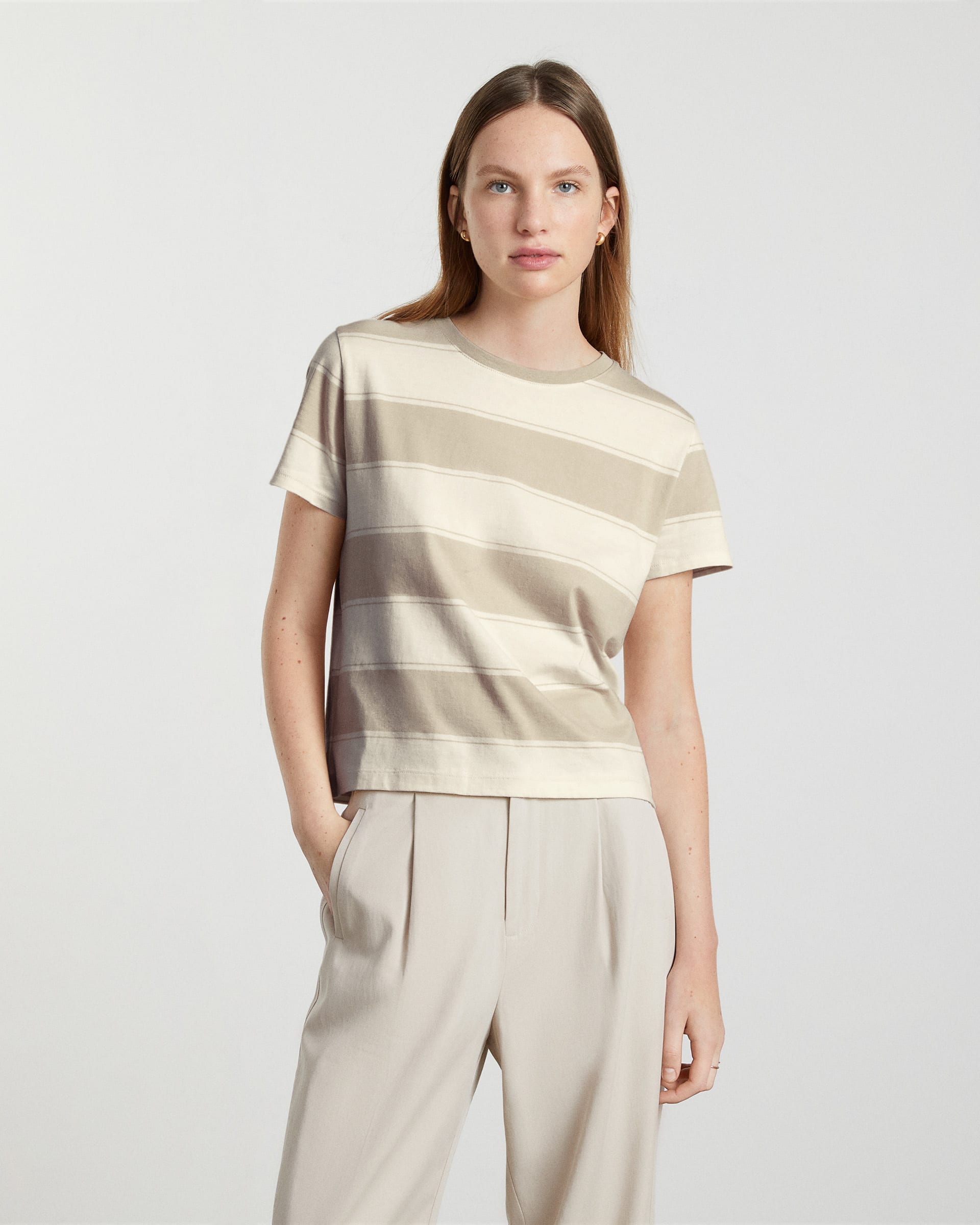 The Organic Cotton Box-Cut Tee Pale Khaki / Canvas Tan – Everlane