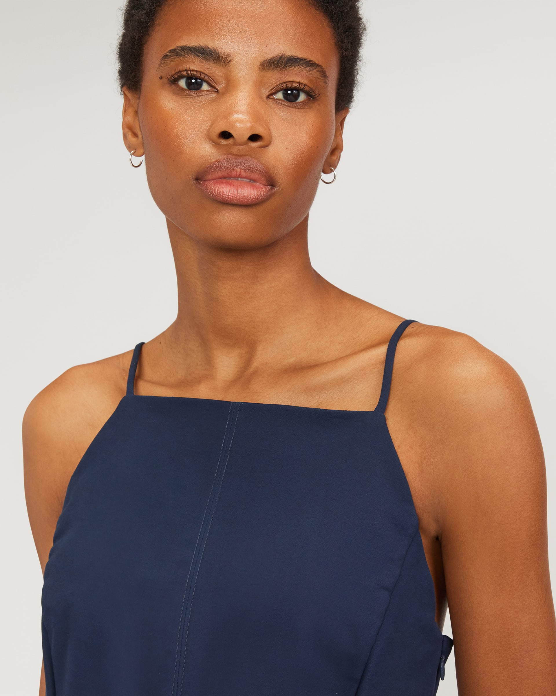 The Structured Cotton Bell Dress Navy – Everlane