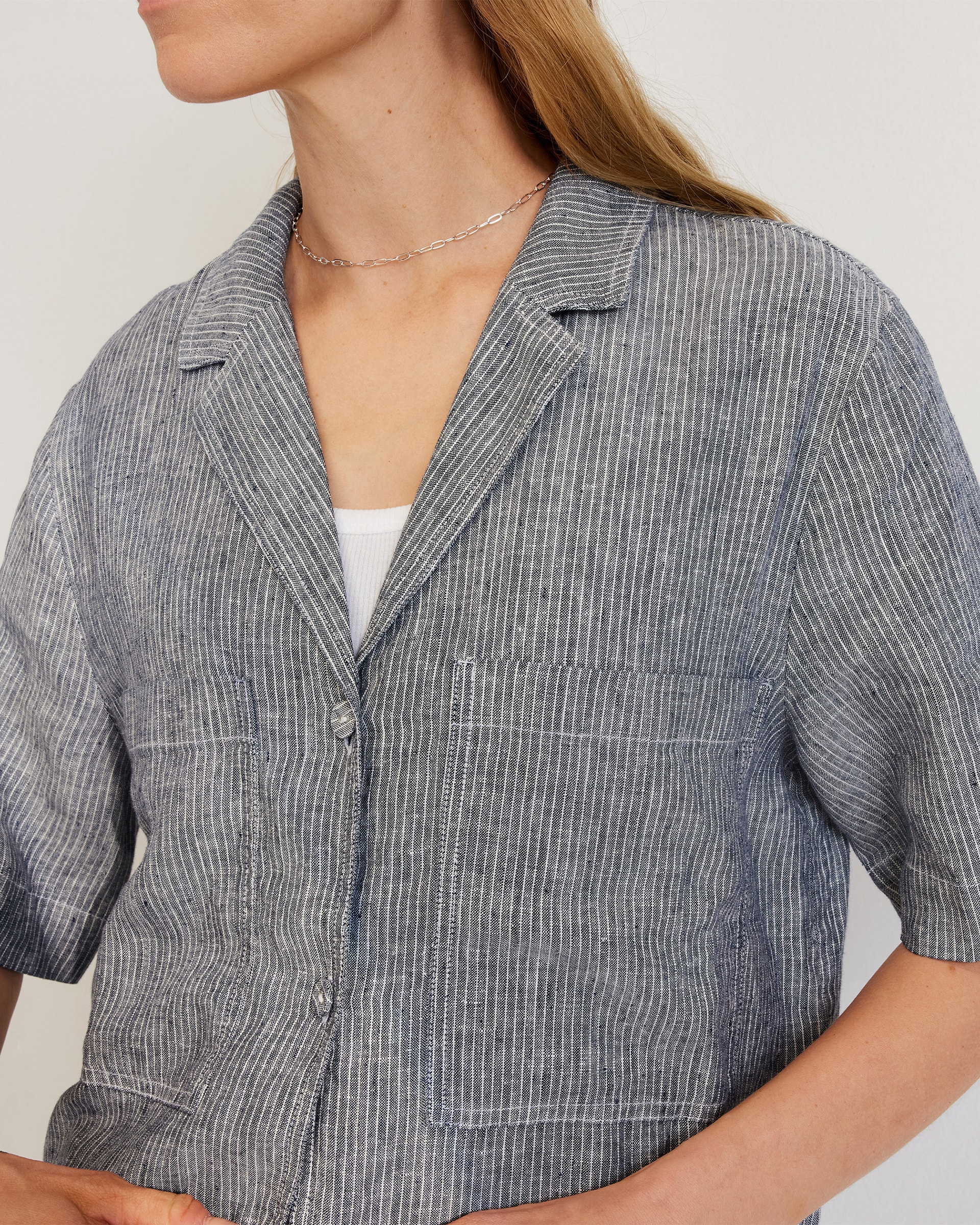 The Linen Workwear Shirt Canvas Tan / Navy – Everlane