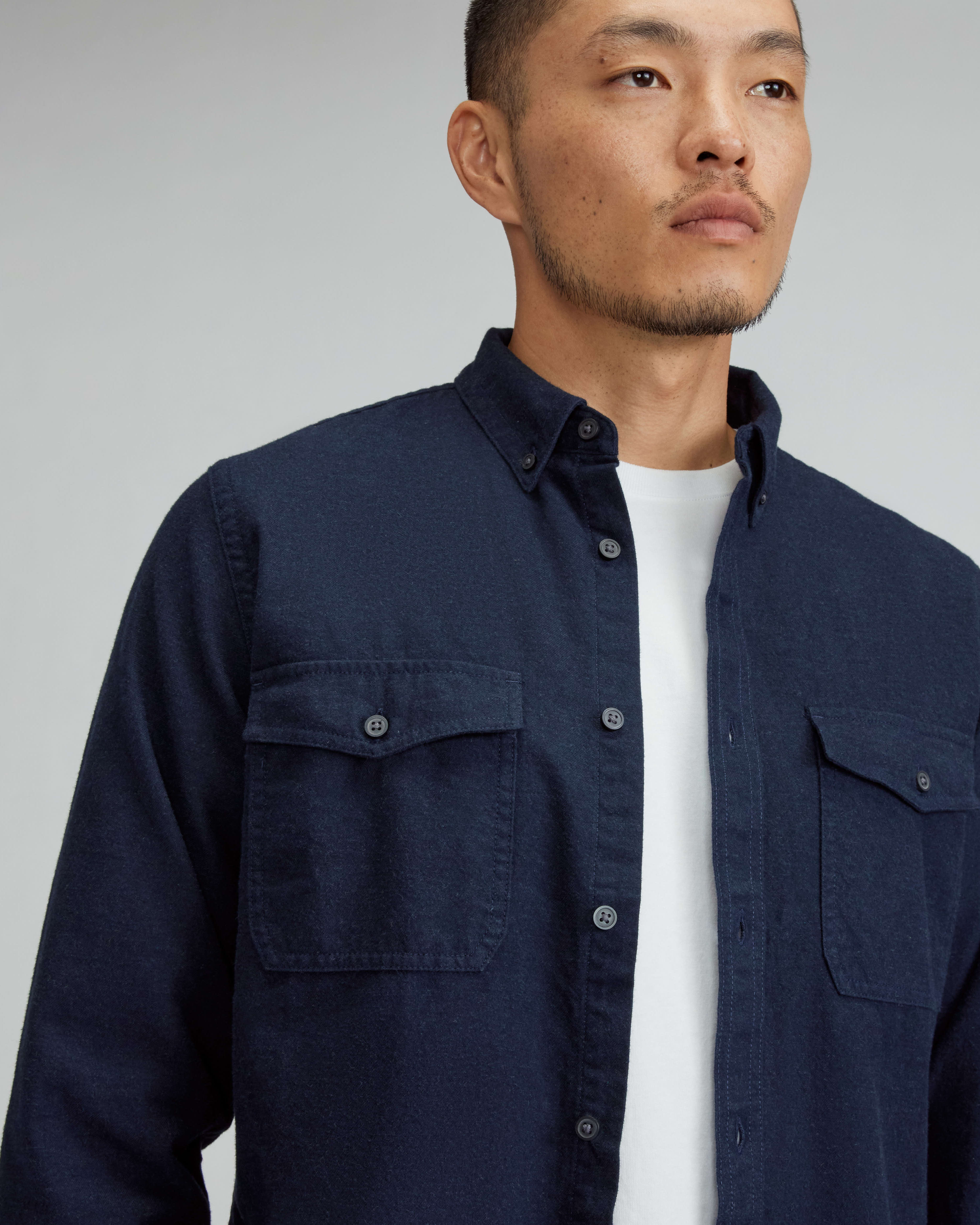 The Brushed Flannel Shirt Heather Navy – Everlane