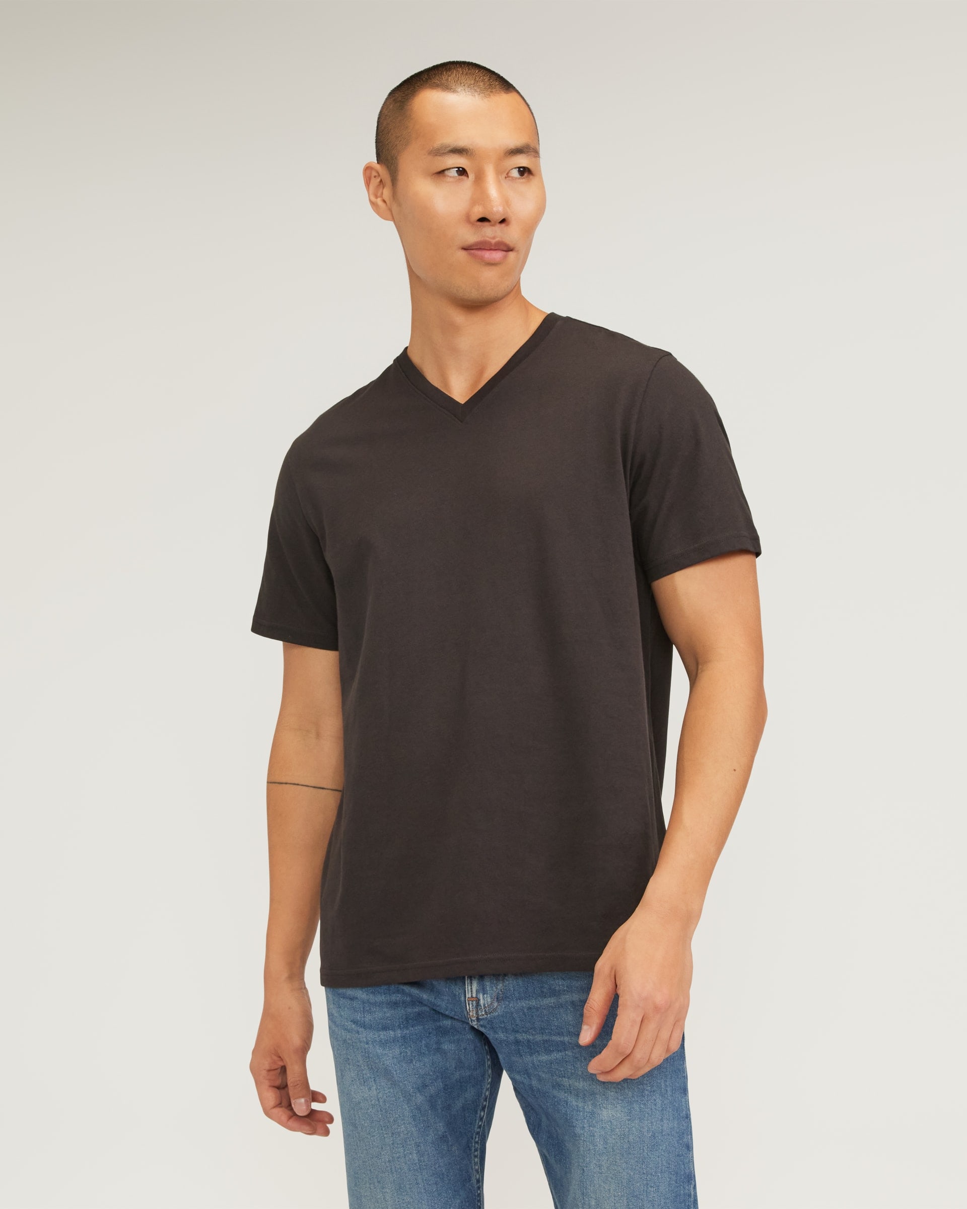 The Essential Organic V-Neck Tee Vintage Black – Everlane