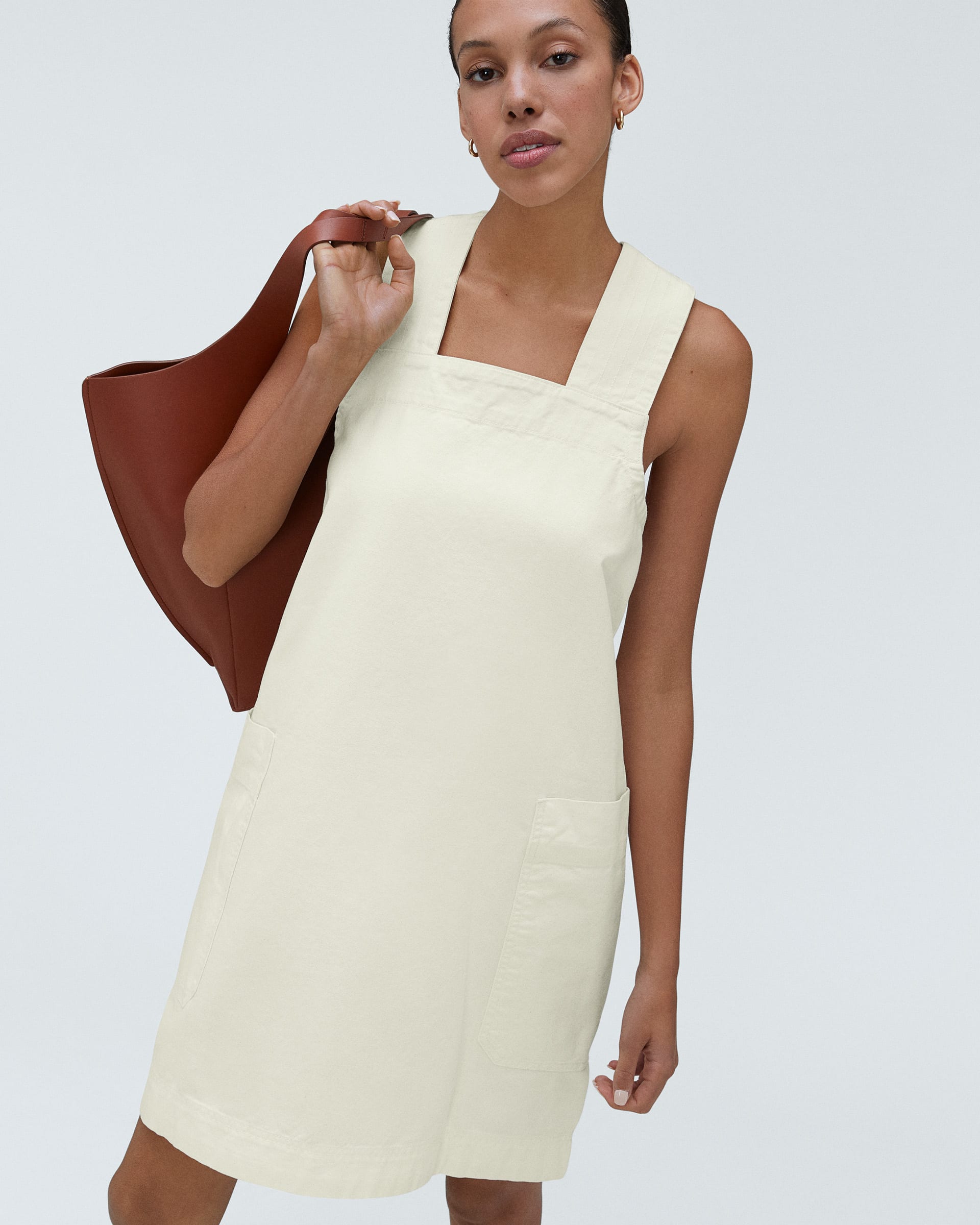 The Cross-Back Apron Mini Dress Canvas – Everlane