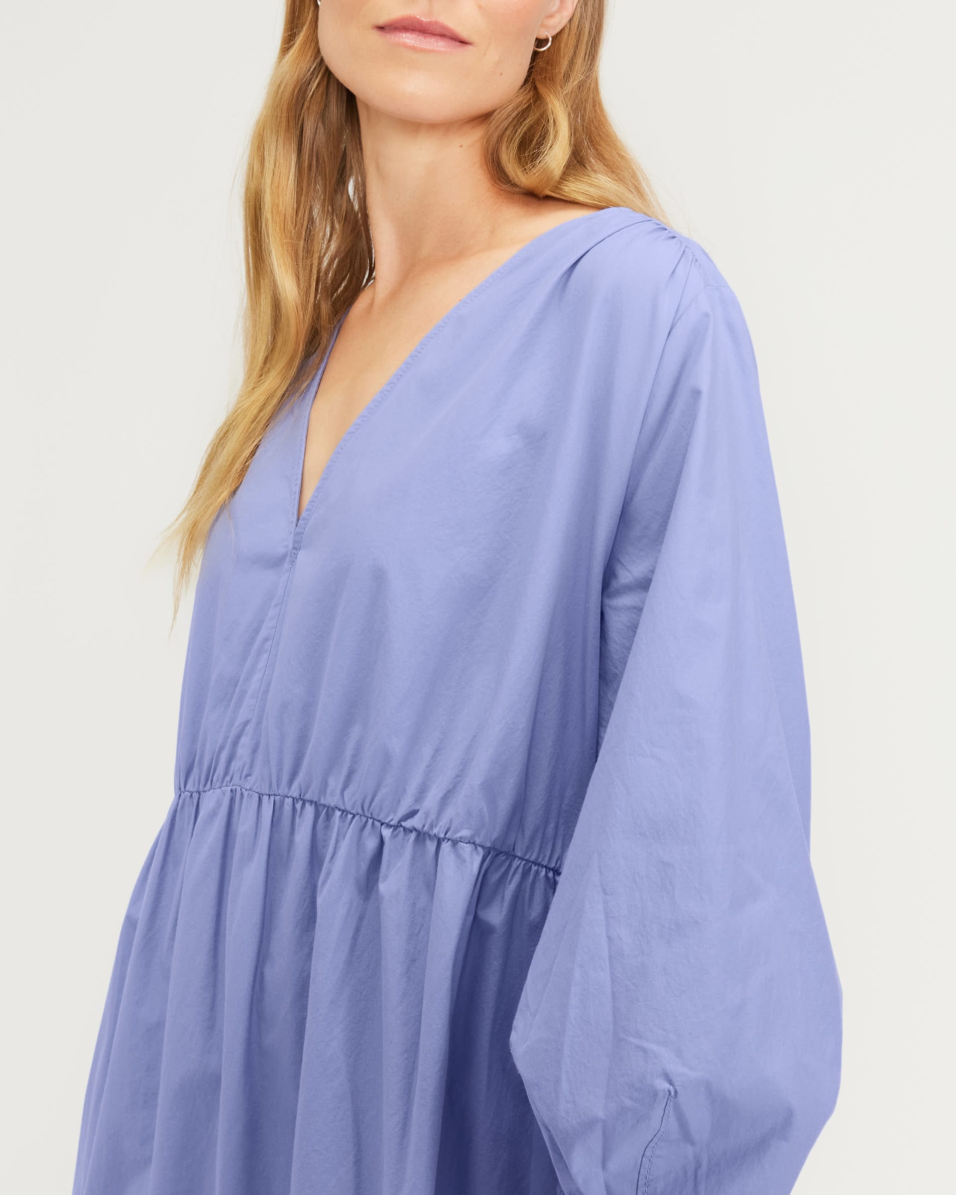 The Poplin Tiered Dress Cornflower Blue – Everlane