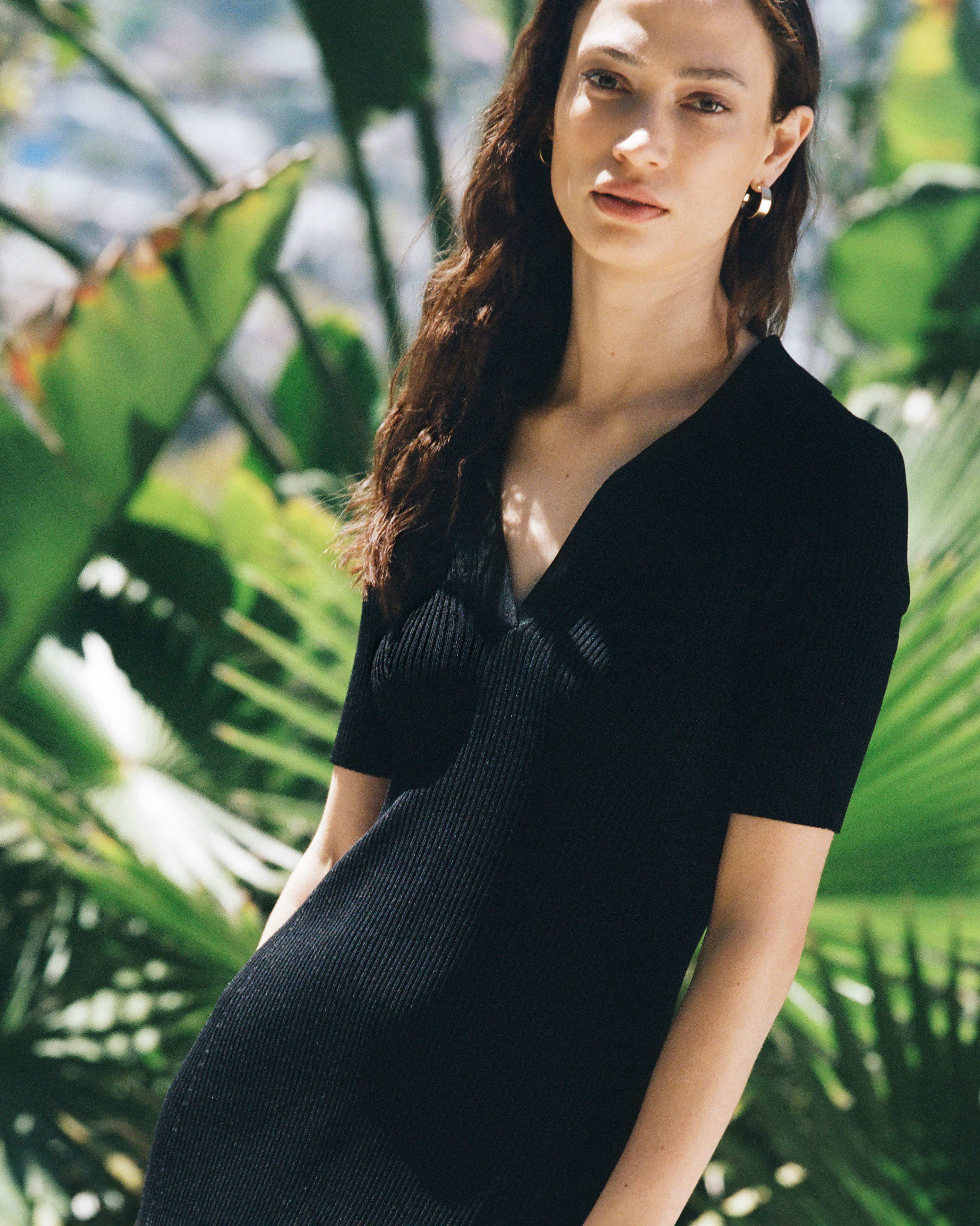 The Ribbed Short-Sleeve Polo Dress Black – Everlane