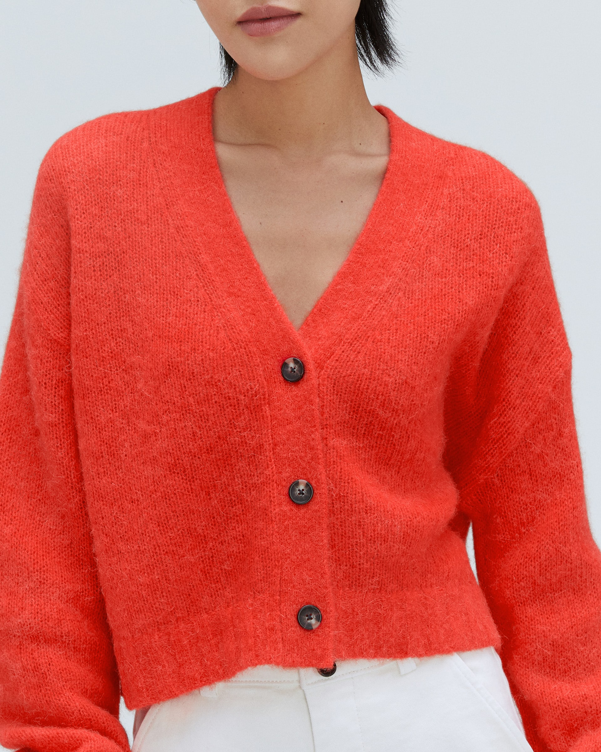 The Alpaca V-Neck Cropped Cardigan Red Orange – Everlane
