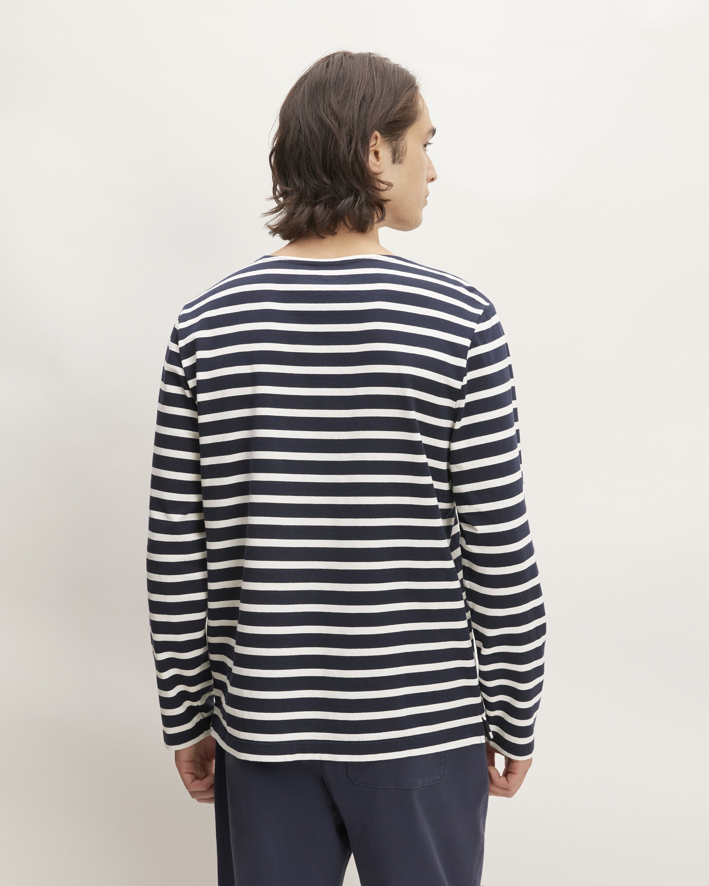 The Premium-Weight Long-Sleeve Mariner Tee Navy / Bone – Everlane