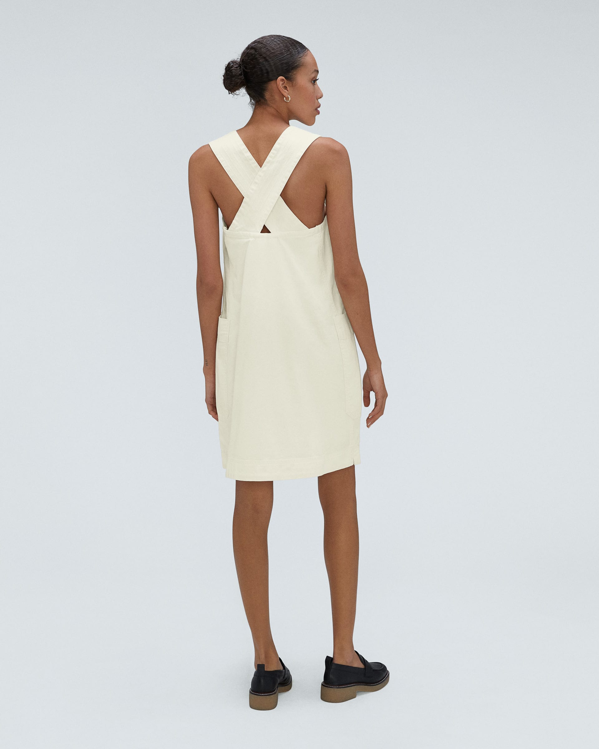 The Cross-Back Apron Mini Dress Canvas – Everlane