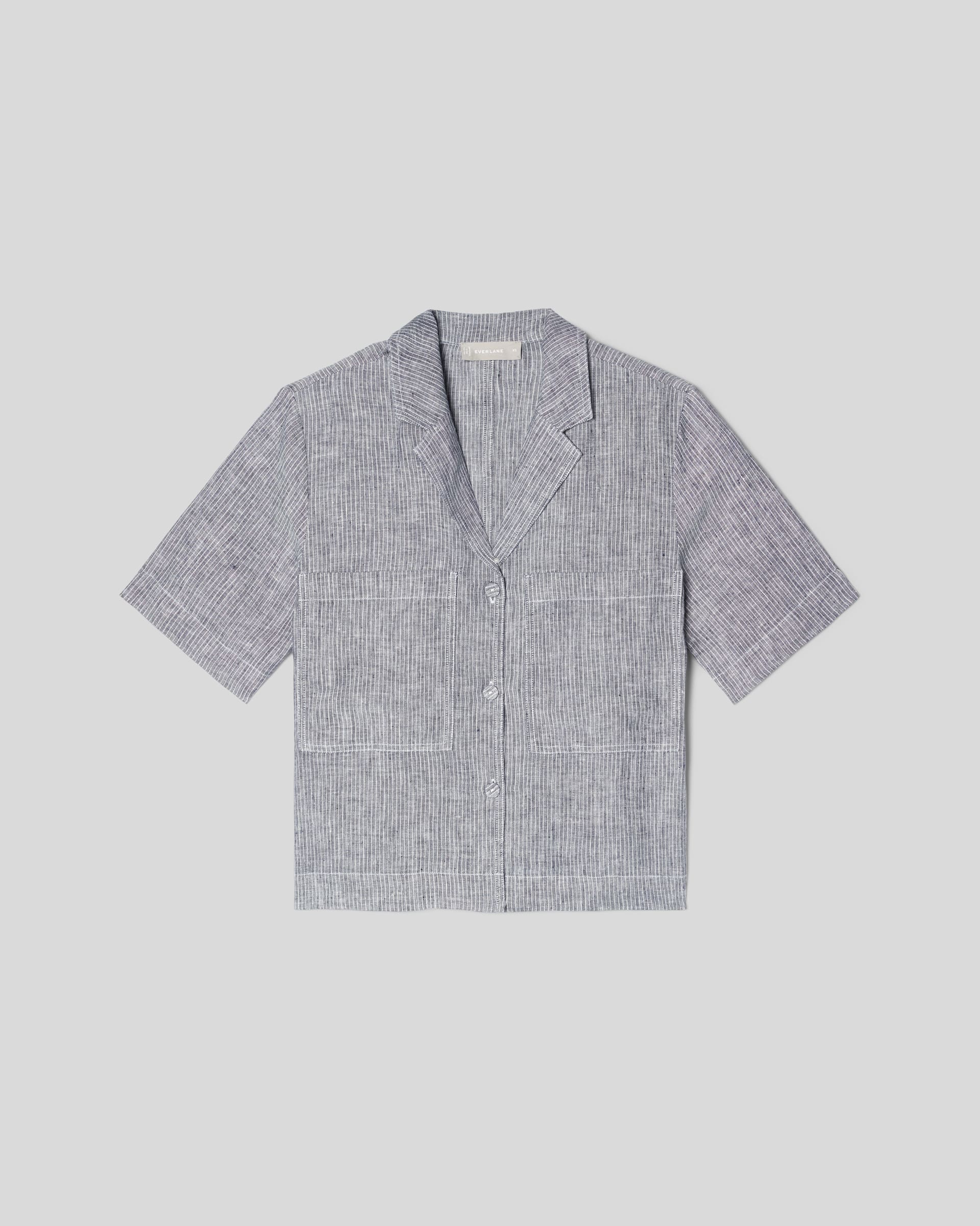 The Linen Workwear Shirt Canvas Tan / Navy – Everlane