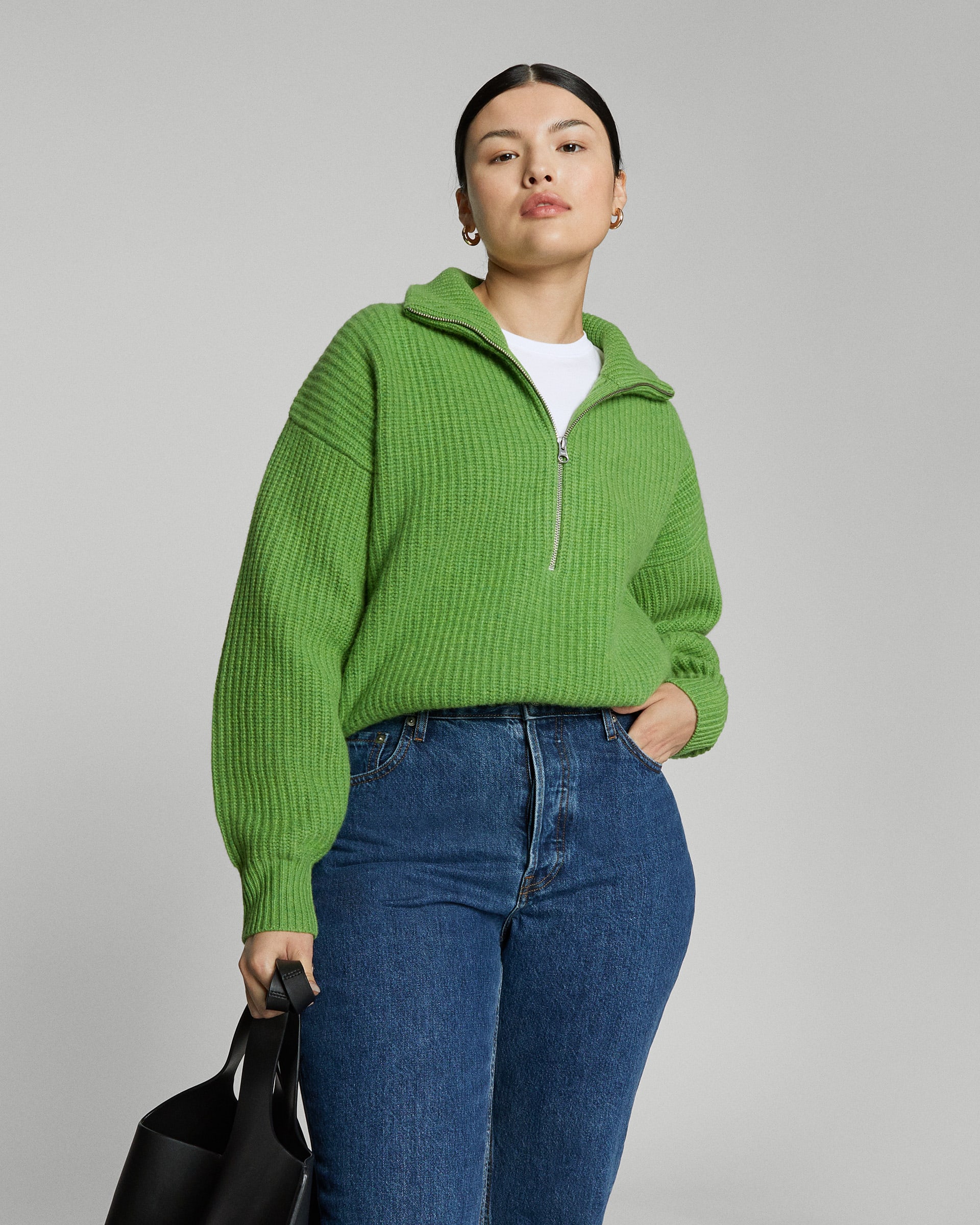 The Felted Merino Half-Zip Sweater Salted Lime – Everlane