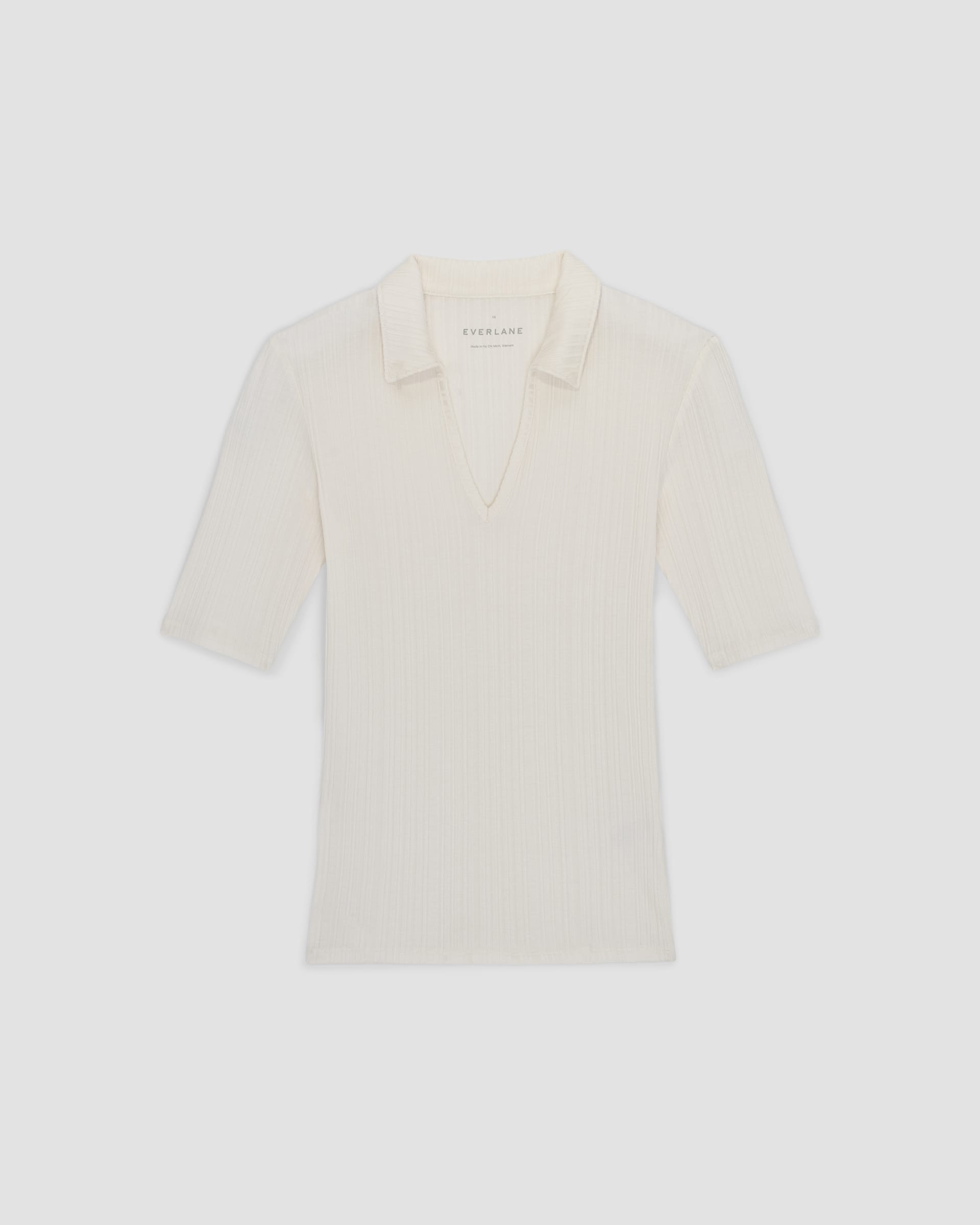 The Rib Soft Knit Open Collar Polo Bone – Everlane