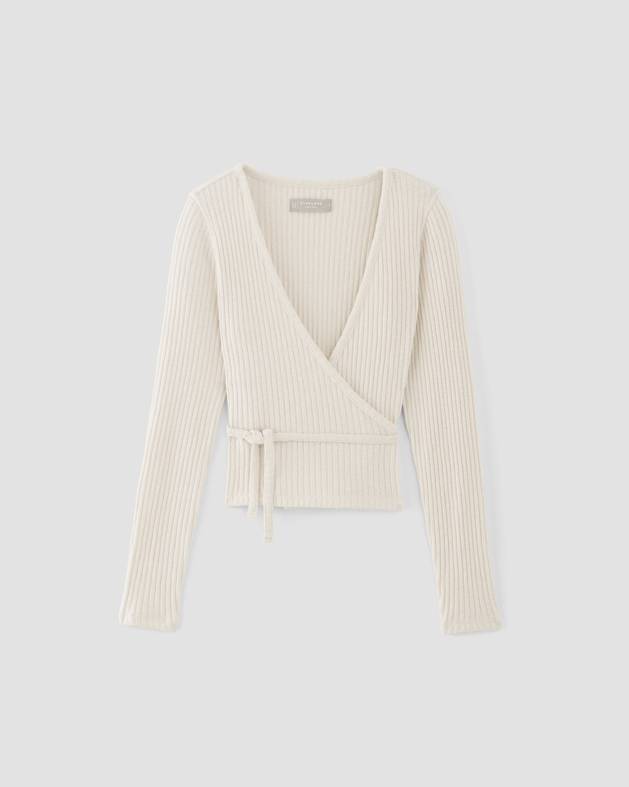 The Rib-Knit Wrap Top Bone – Everlane
