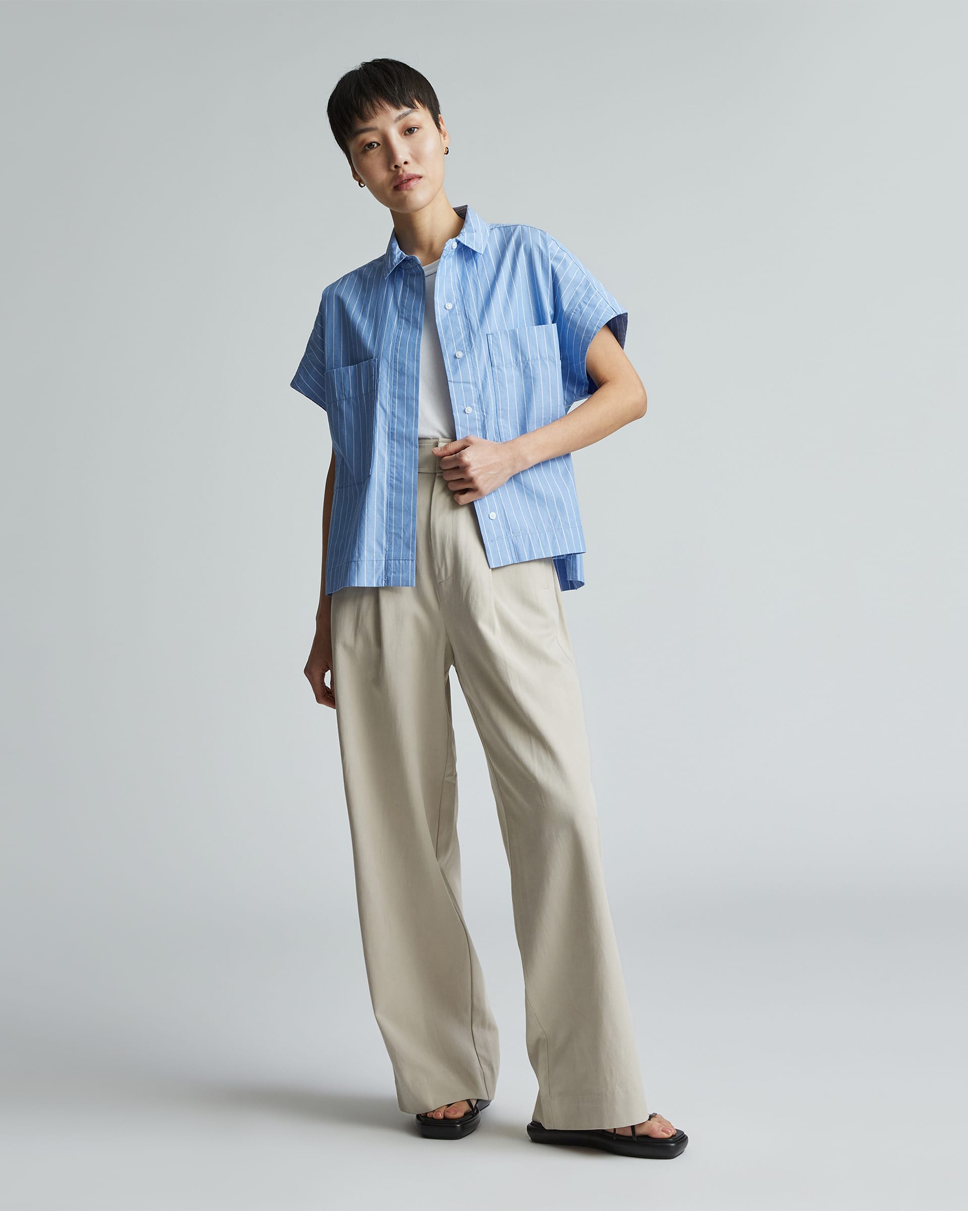 The Short-Sleeve Box Shirt Mariner Blue / White – Everlane