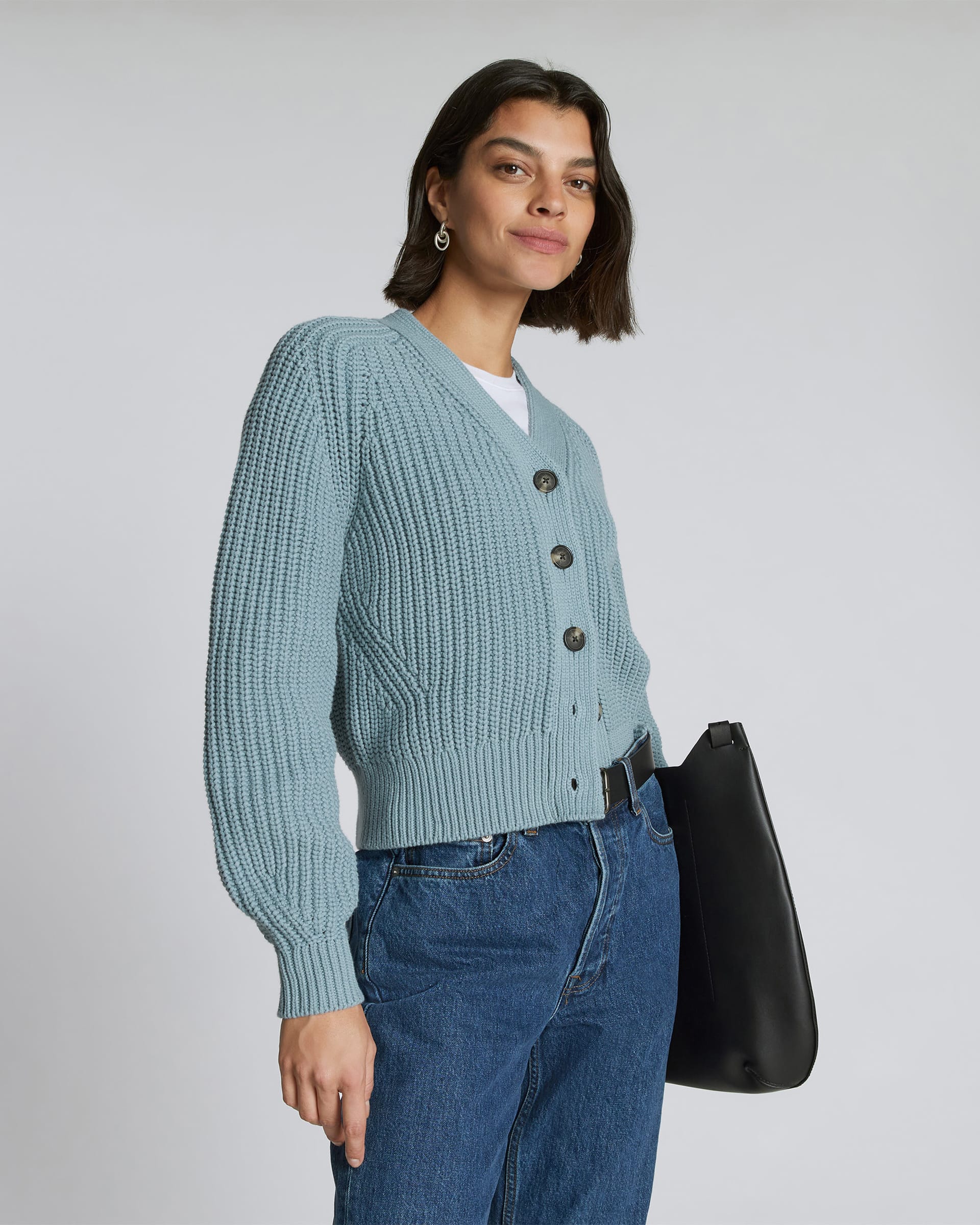The Texture Cotton Cardigan Blue Shadow – Everlane