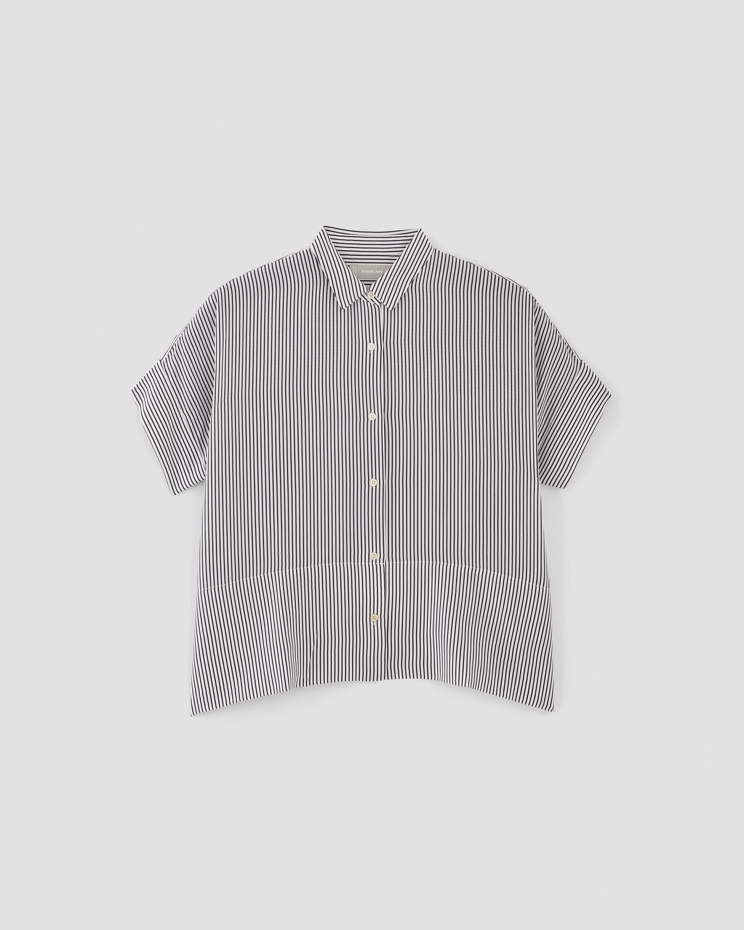 The Clean Silk Short-Sleeve Square Shirt Black / White – Everlane