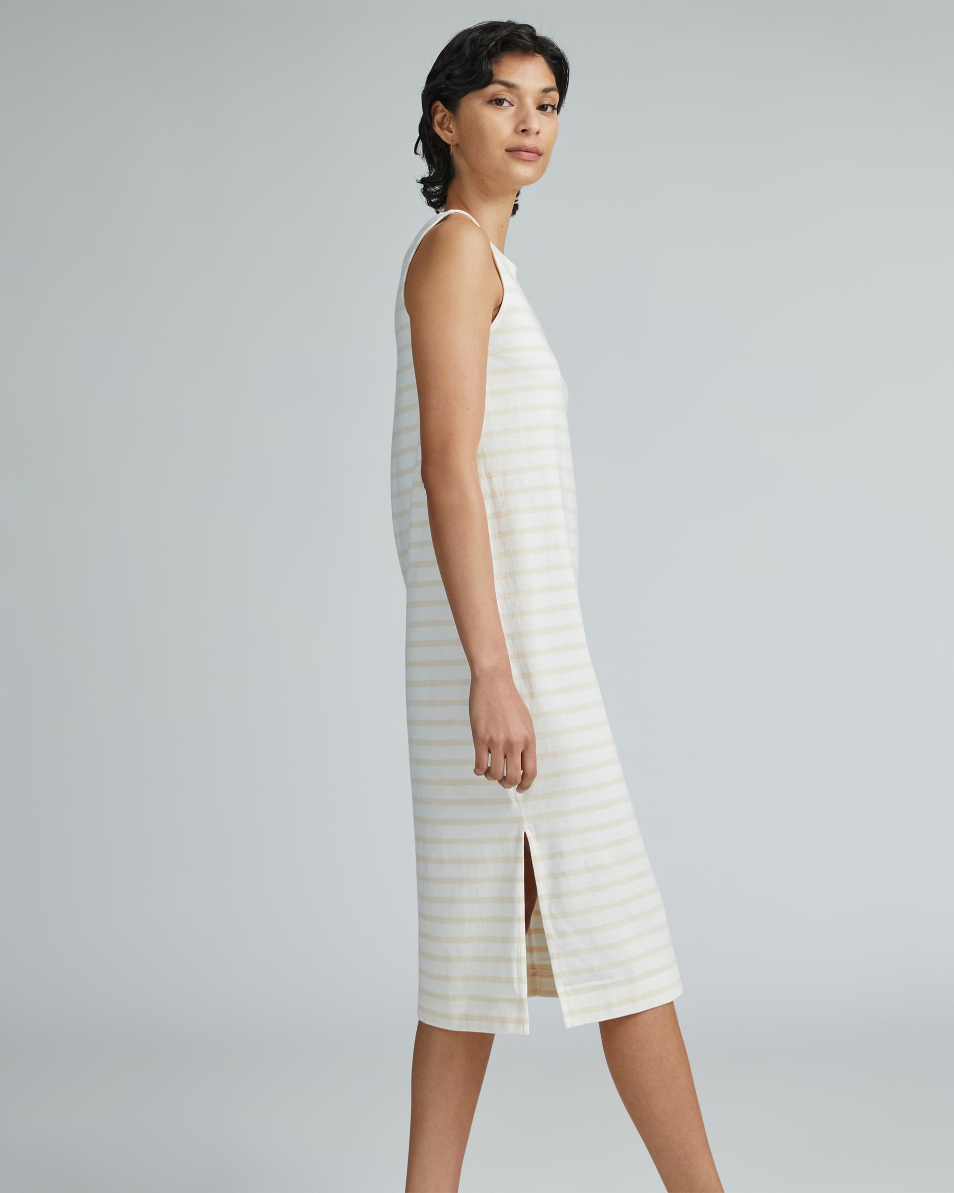 The Organic Cotton Weekend Tank Dress Brazilian Sand / Canvas Tan ...