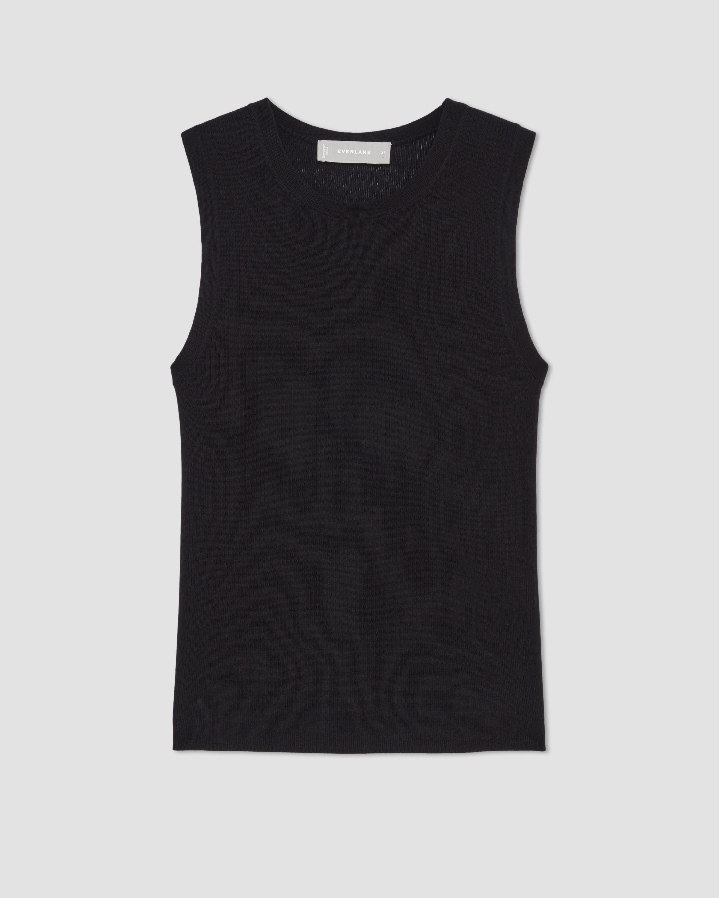 The Ultrafine Merino Ribbed Shell Tank Black – Everlane