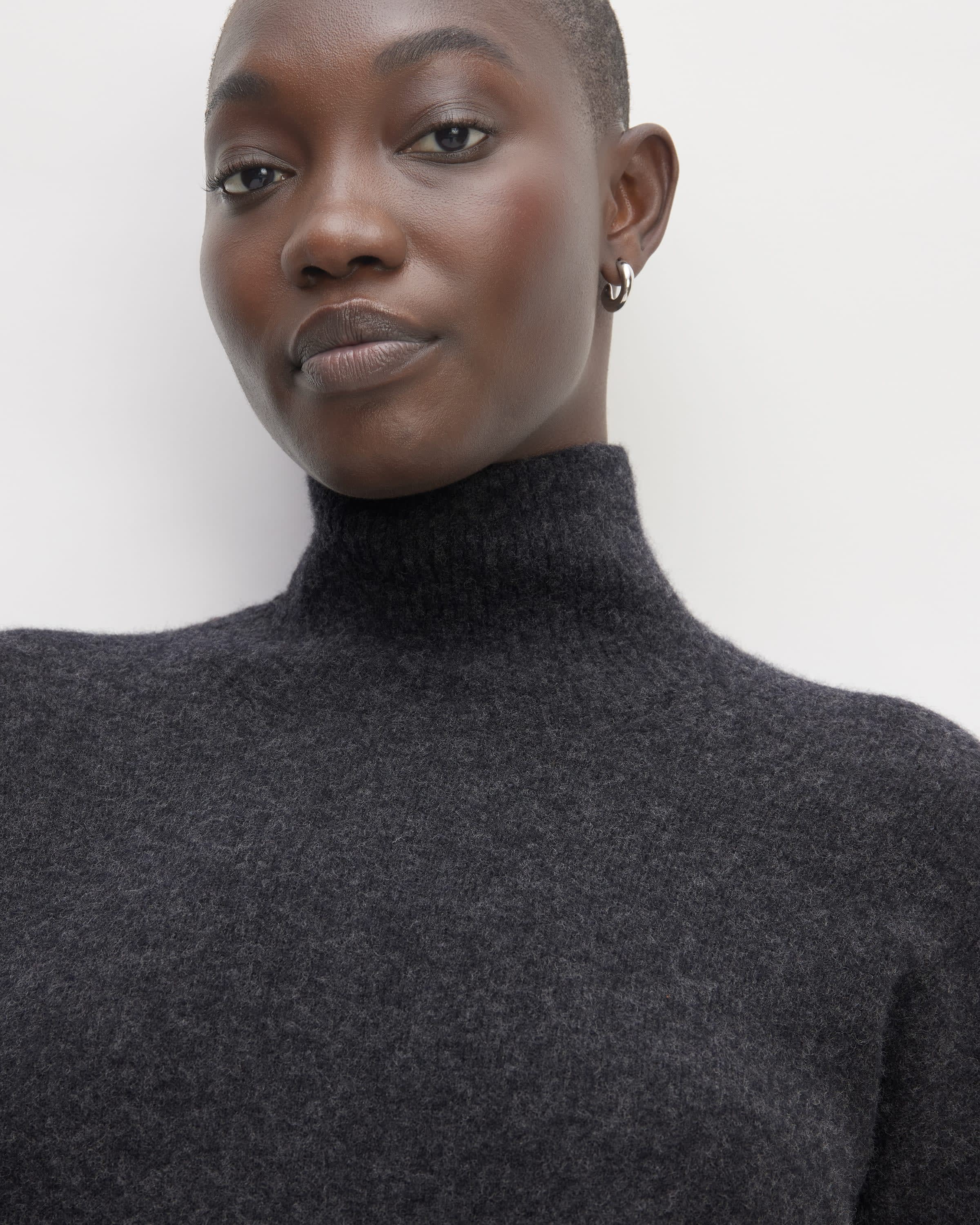 The Cozy Stretch Turtleneck Dress Charcoal – Everlane