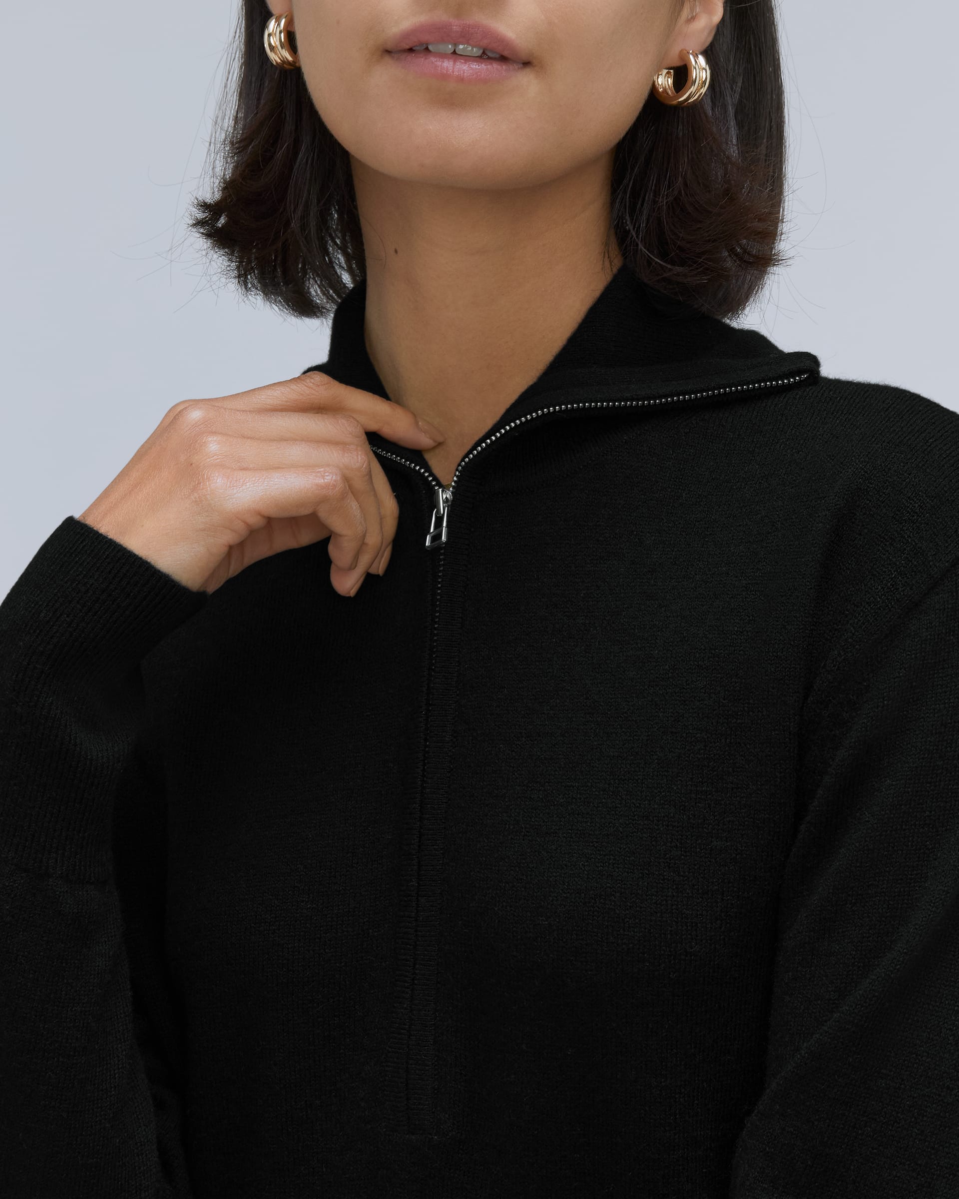 The Luxe Merino Half-Zip Sweater Black – Everlane
