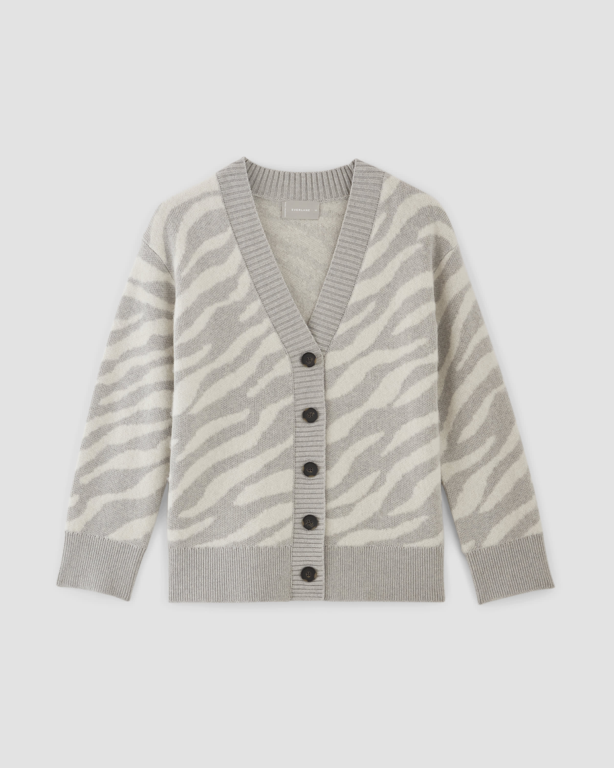 The Alpaca Tiger Jacquard Cardigan Heathered Grey / Snow – Everlane