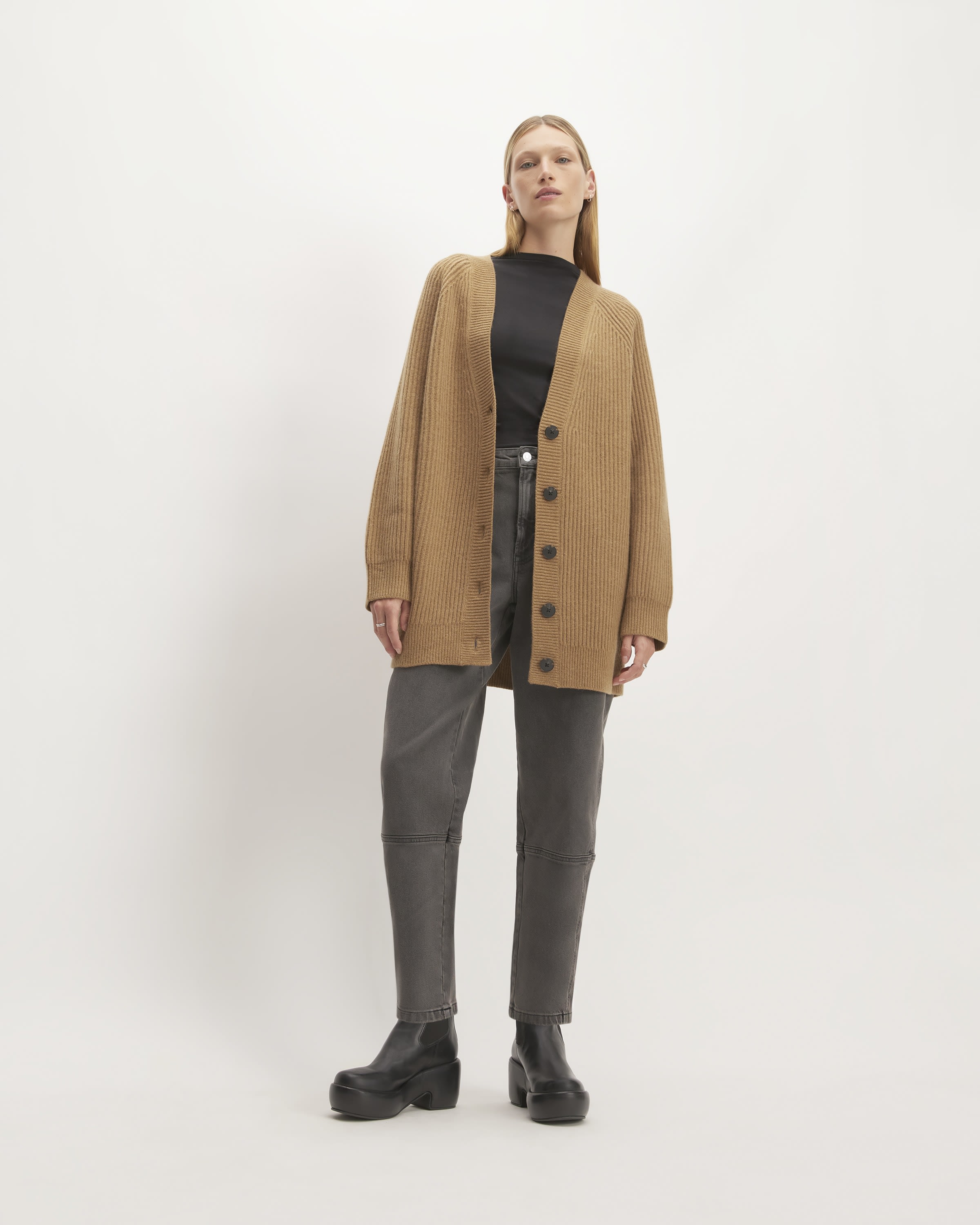 The Felted Merino Cocoon Cardigan Deep Camel – Everlane