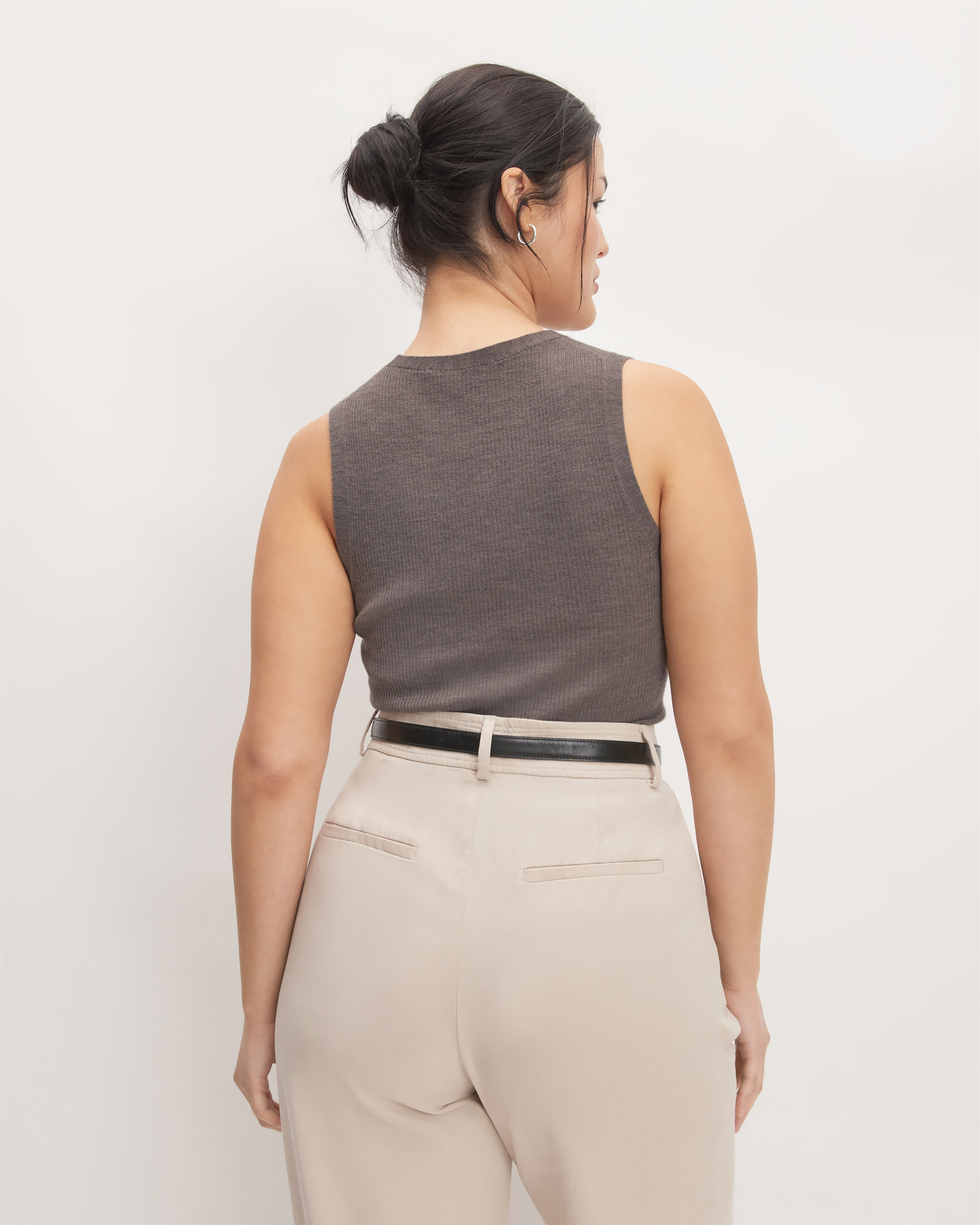 The Ultrafine Merino Ribbed Shell Tank Heather Cocoa – Everlane