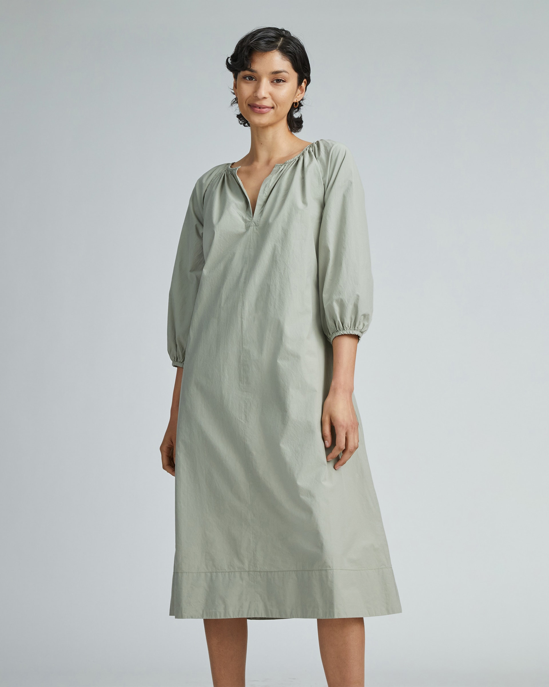 The Raglan Sleeve Poplin Dress Seagrass – Everlane