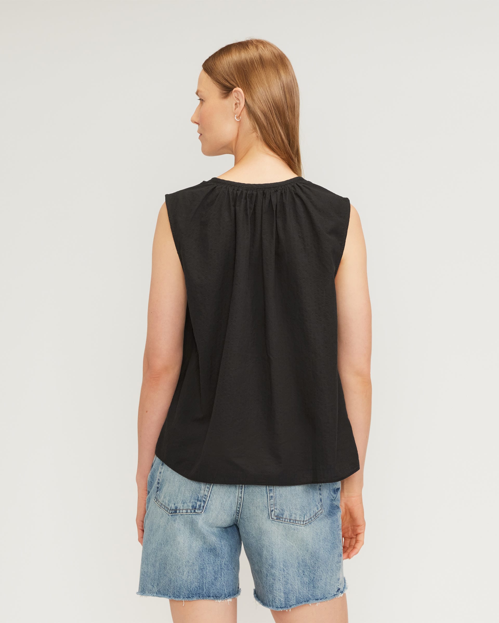 The Gathered Tie-Front Top Black – Everlane