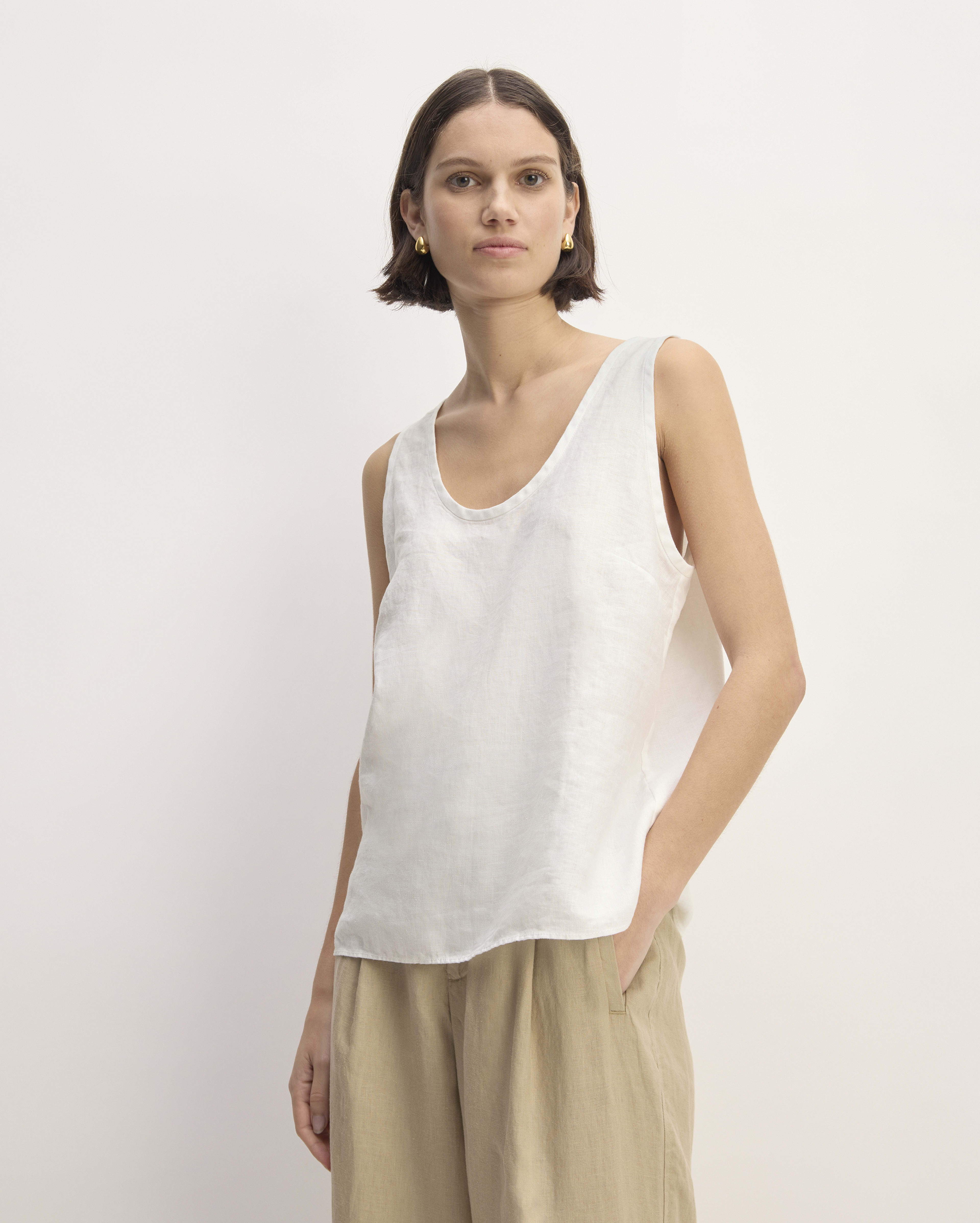 Image of The Linen Scoop-Neck Tank