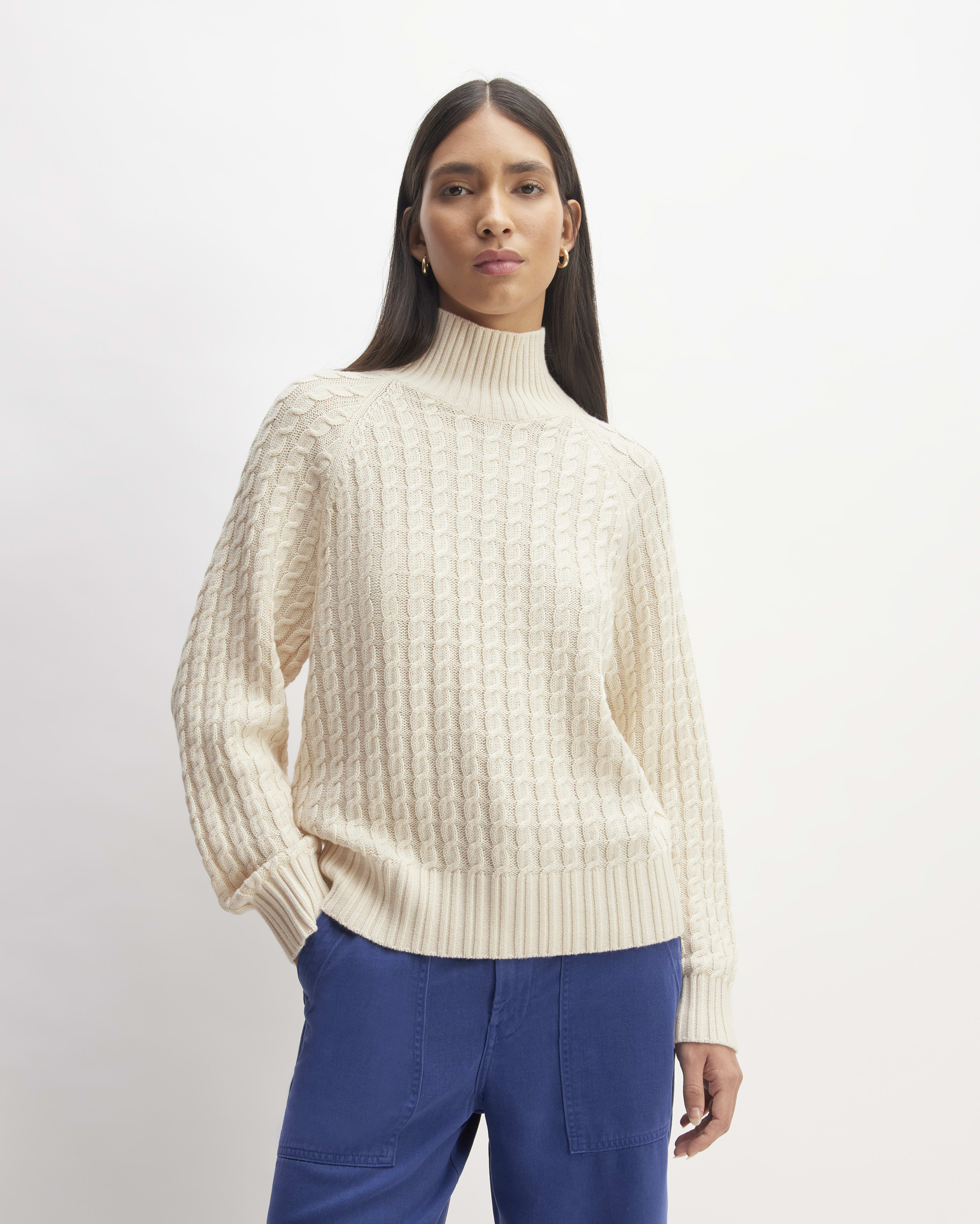 Image of The Cotton Merino Cable Turtleneck