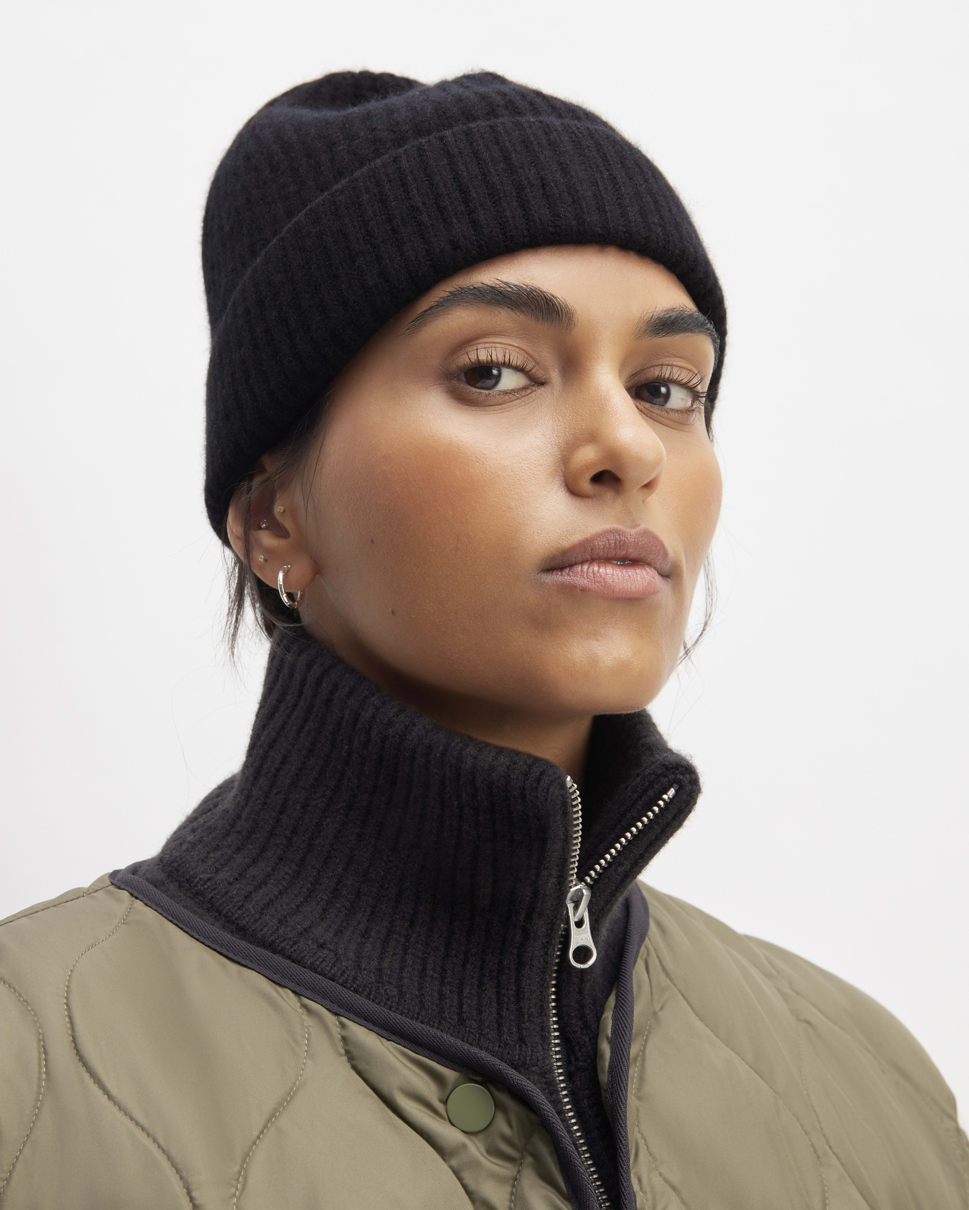 Image of The Cashmere Fine Rib Beanie