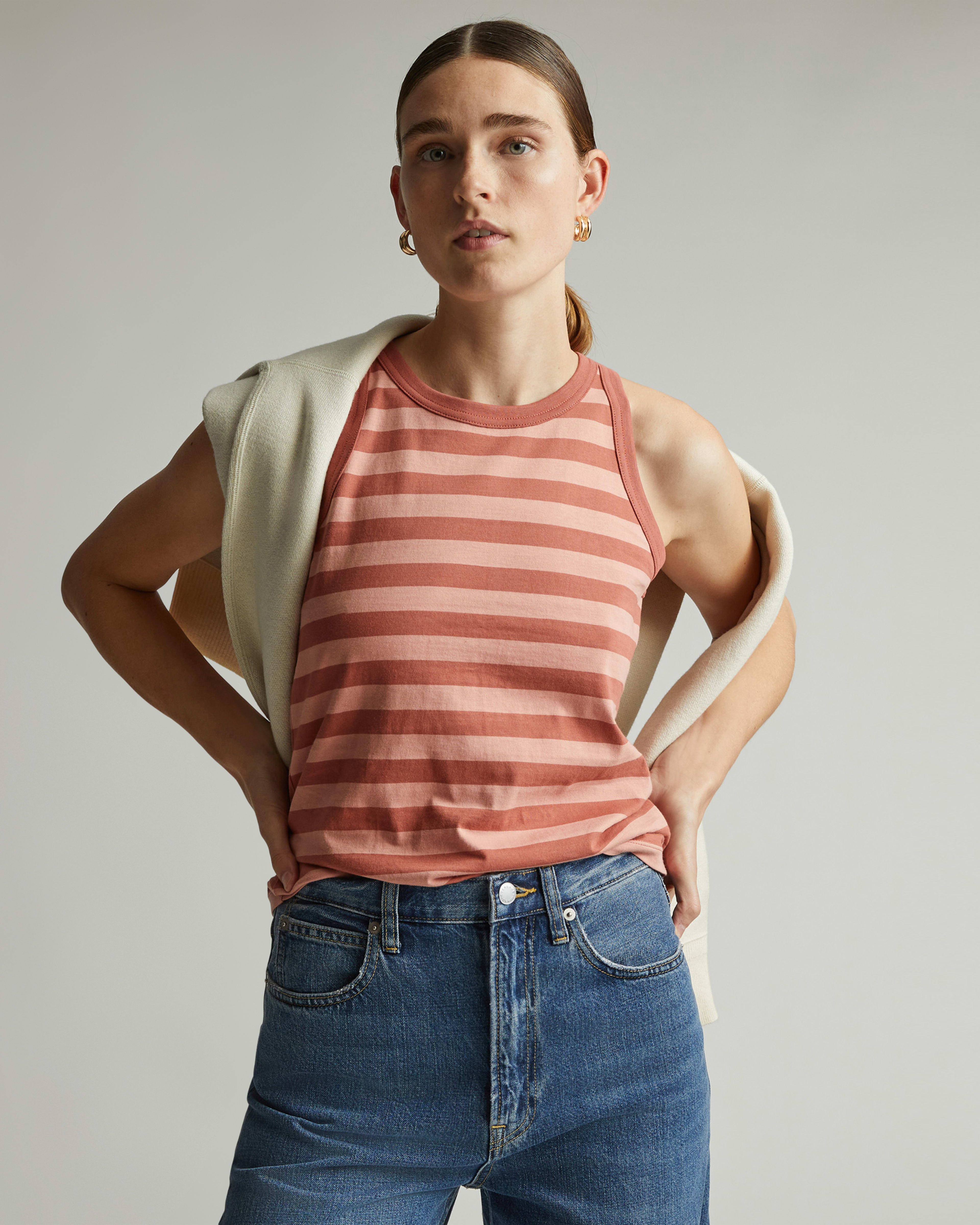 The Organic Cotton Cutaway Tank Redwood Stripe – Everlane