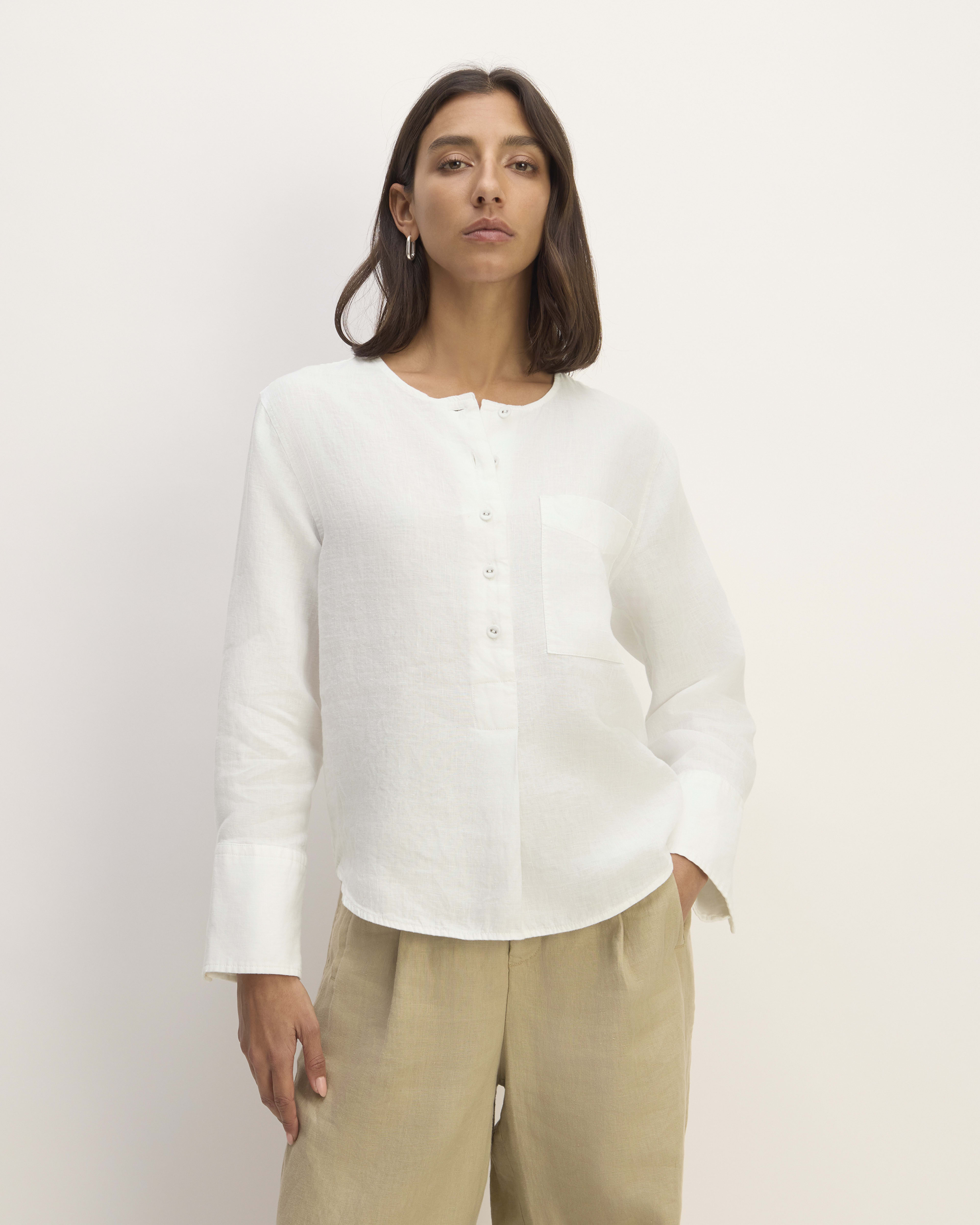 The Popover Shirt in Linen | White – Everlane