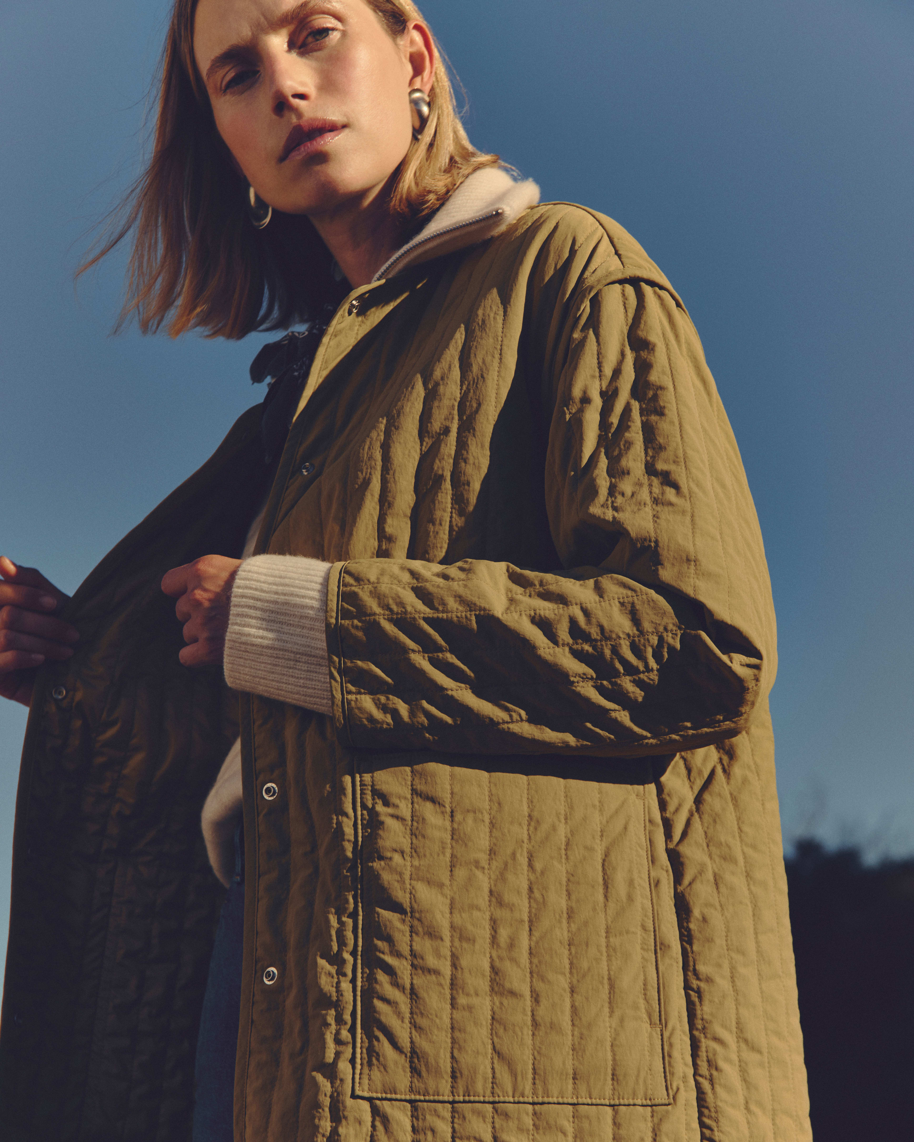 The Midi Quilted Liner | Fennel Seed – Everlane