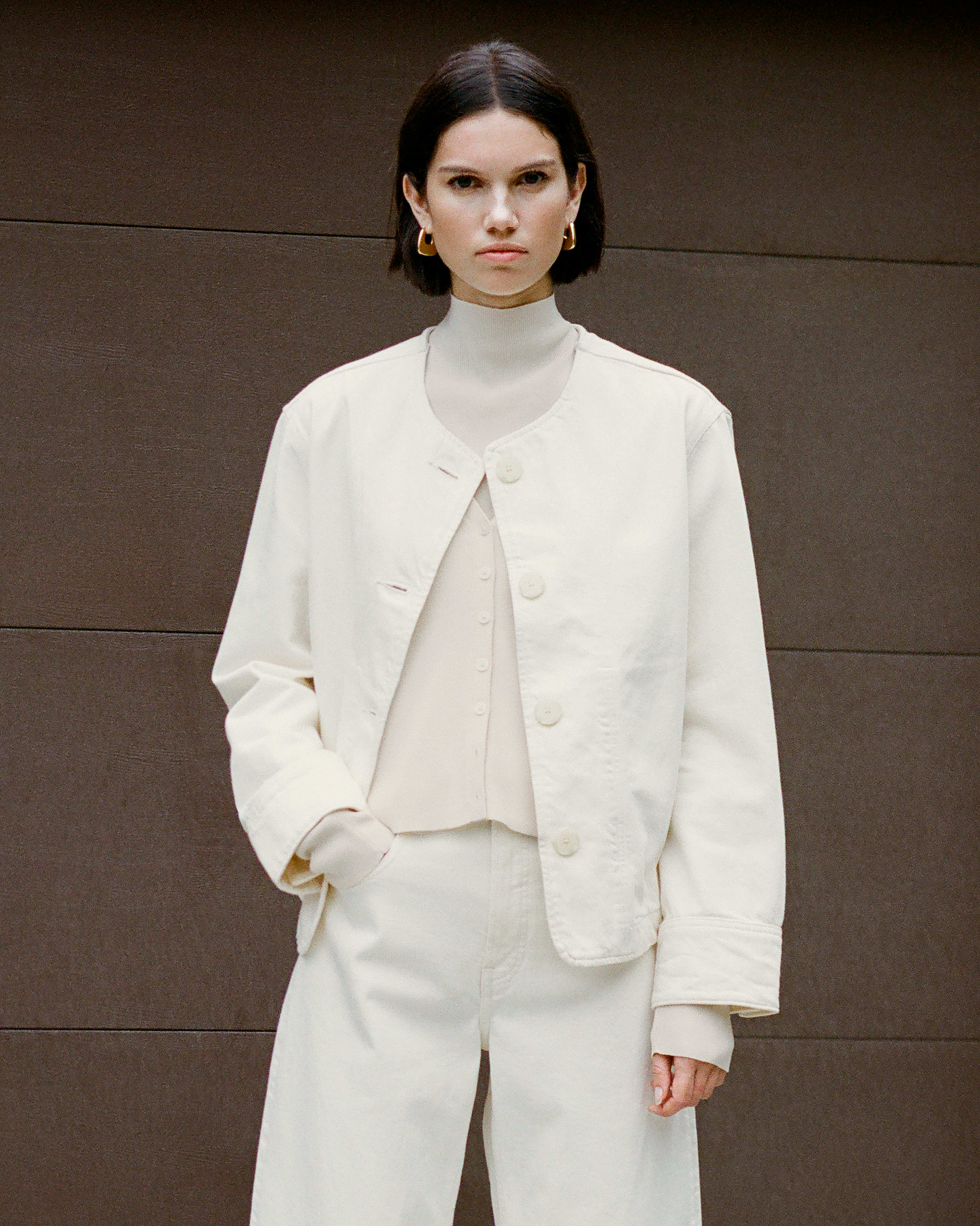 The Denim Barrel Jacket Calico Ecru – Everlane