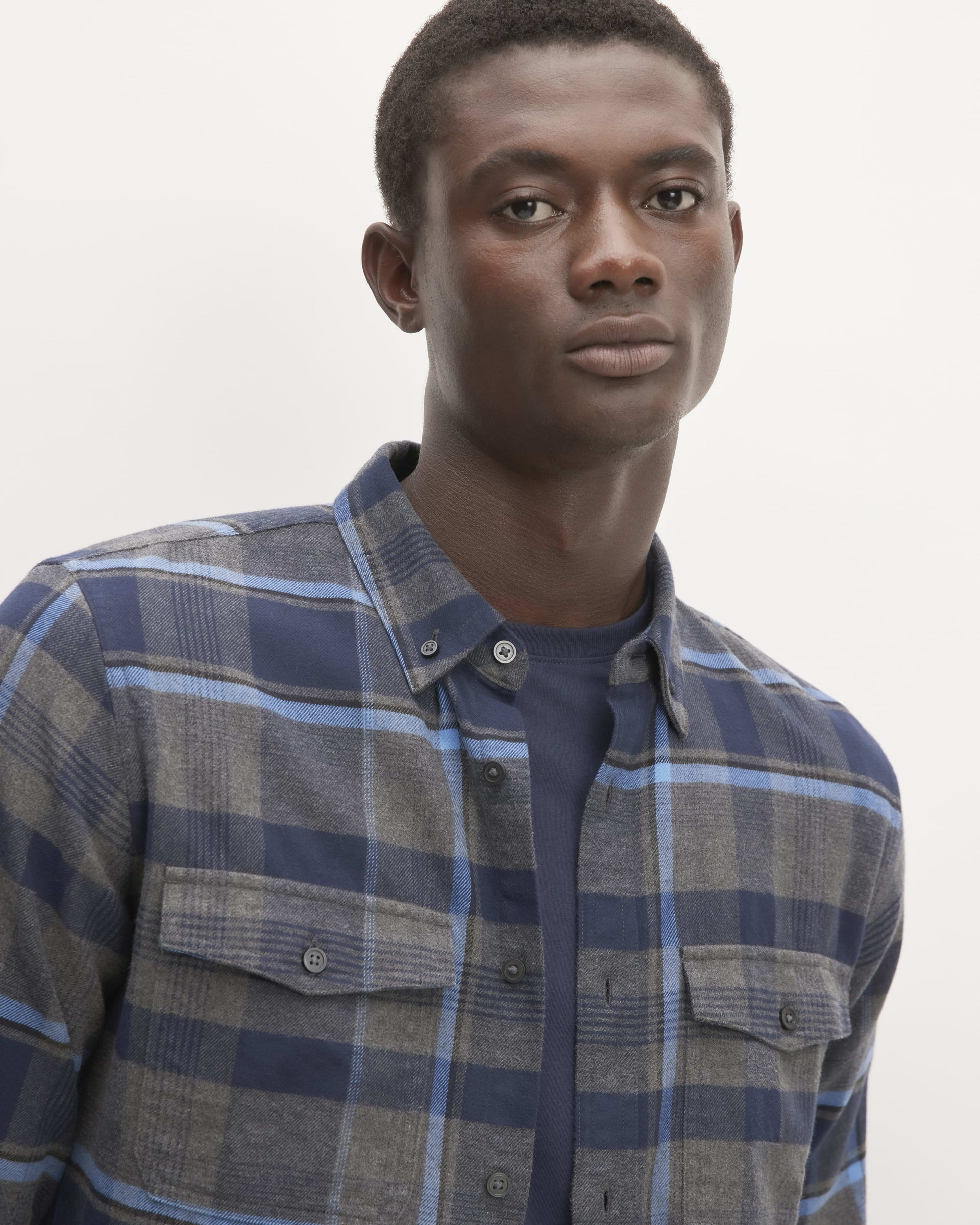 The Brushed Flannel Shirt Heritage Blue / Black / Navy / Heather ...
