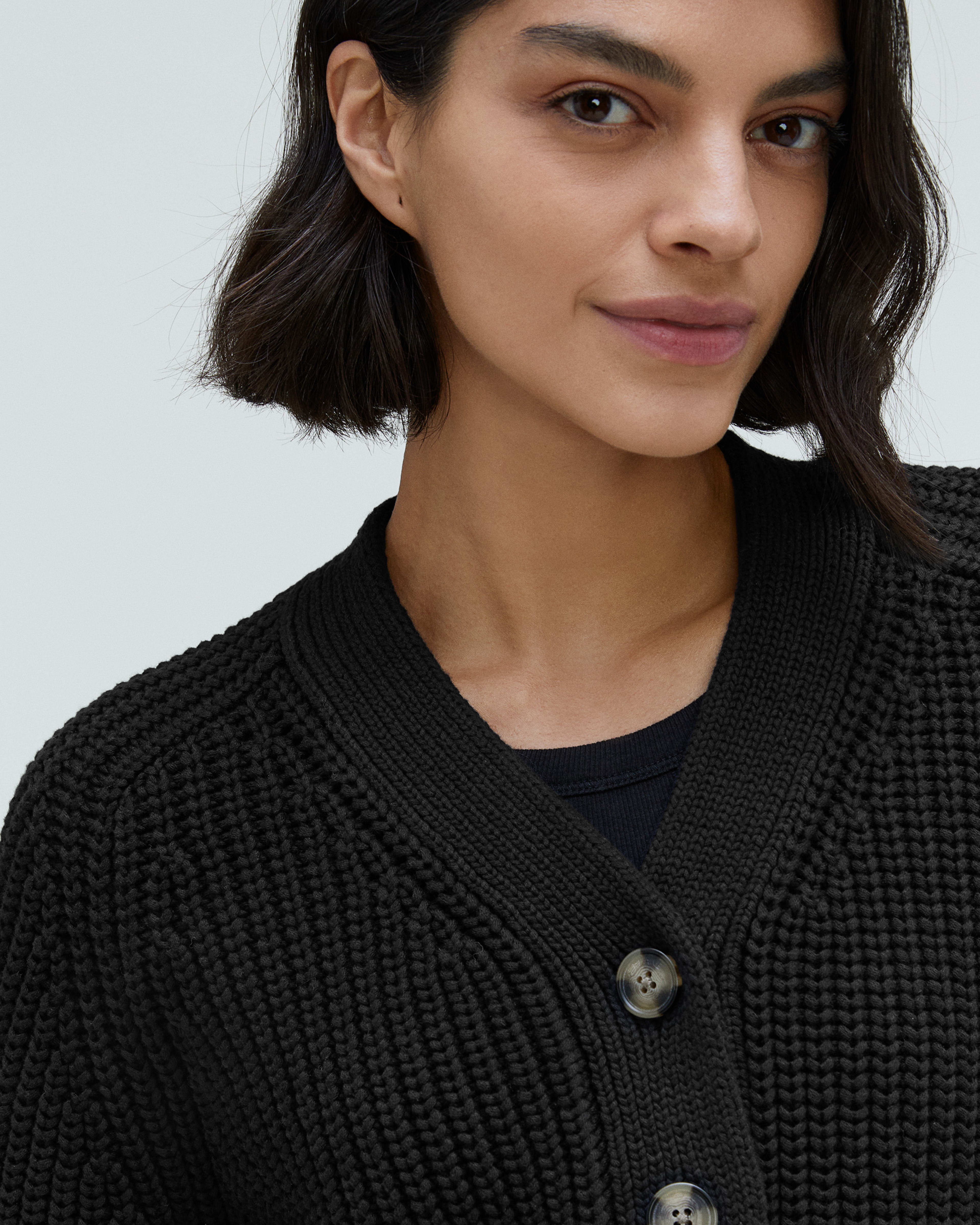 The Texture Cotton Cardigan Black – Everlane