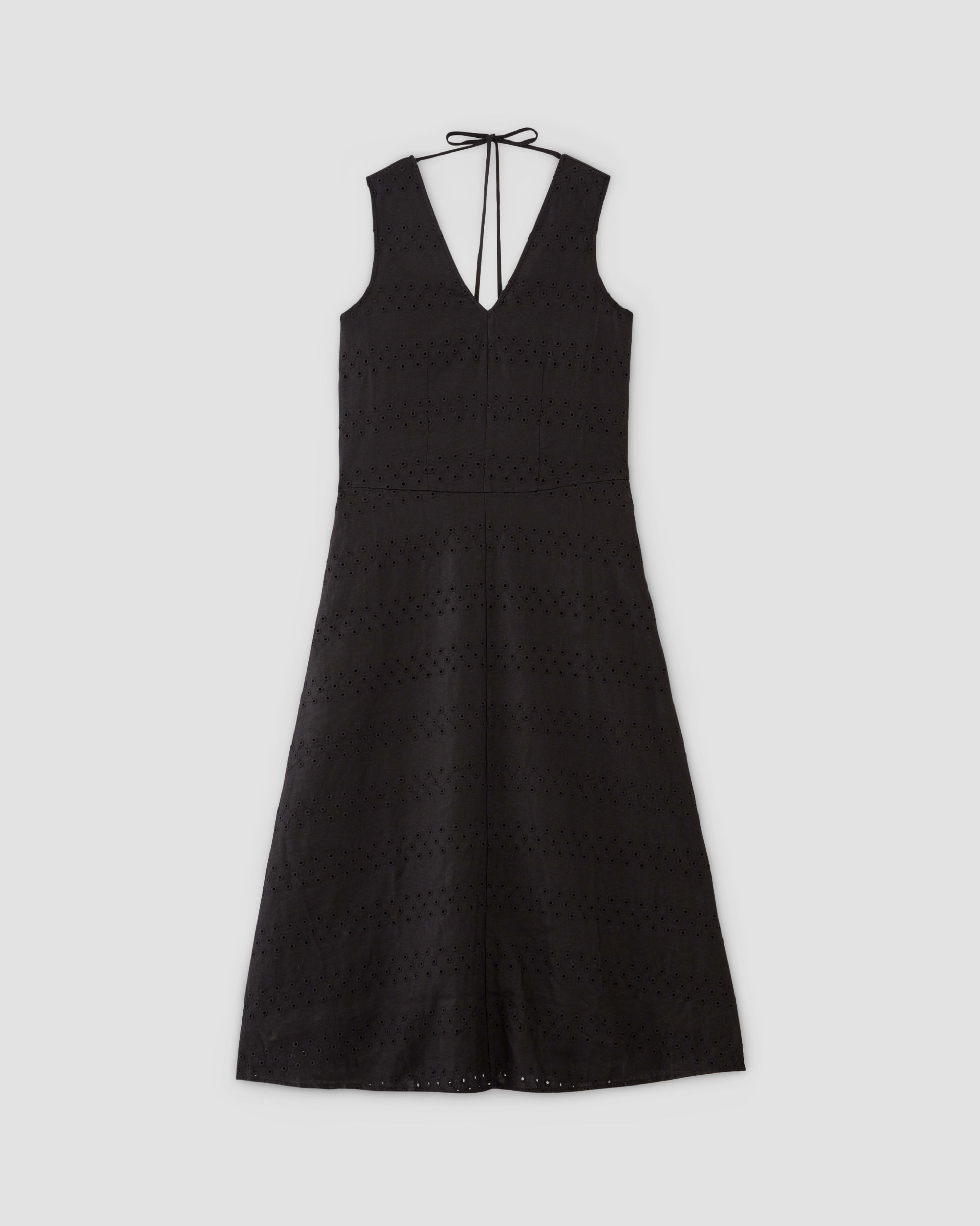 The Linen Eyelet Maxi Dress Black Eyelet – Everlane