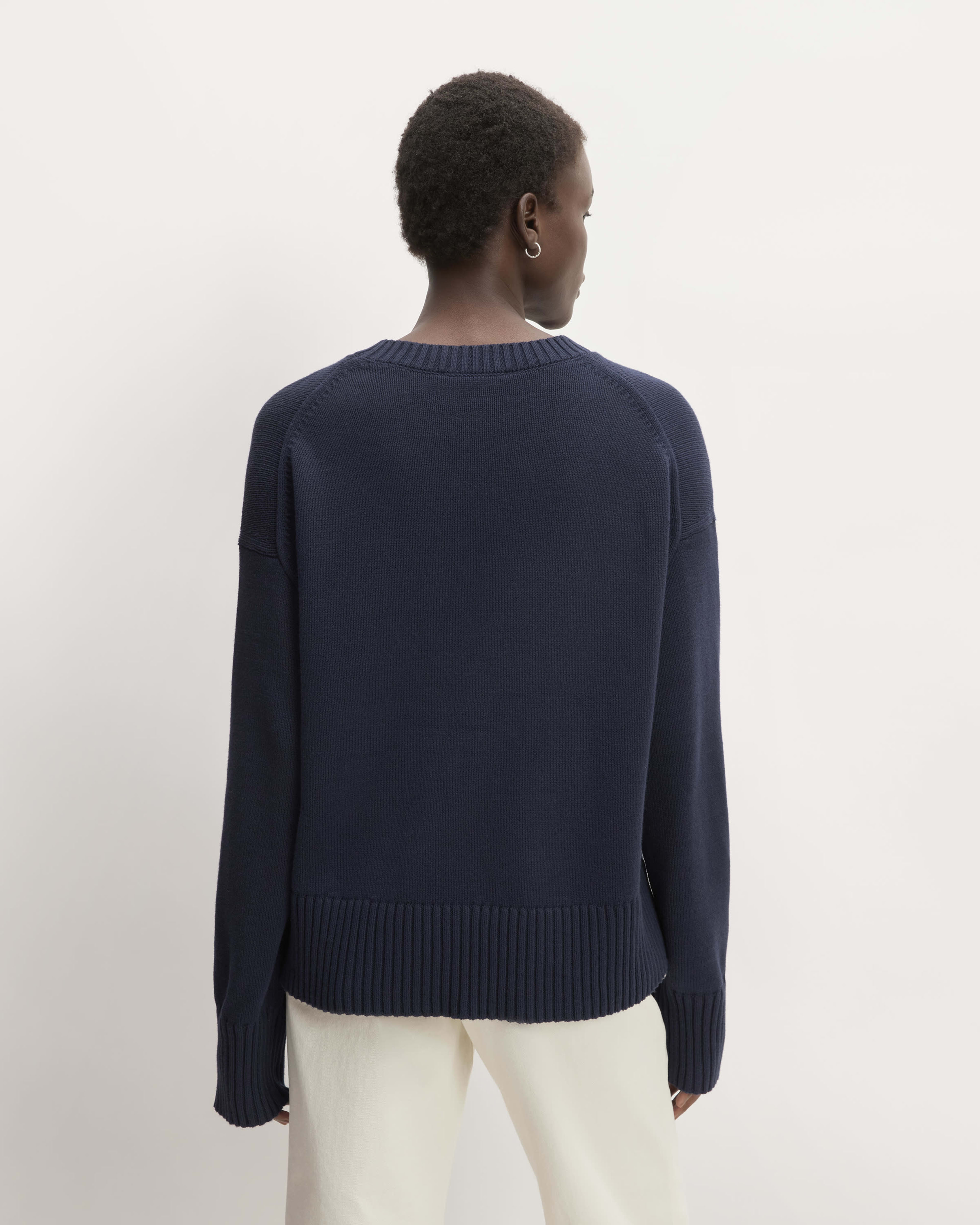 The Boxy Sweater in Everyday Cotton Navy – Everlane