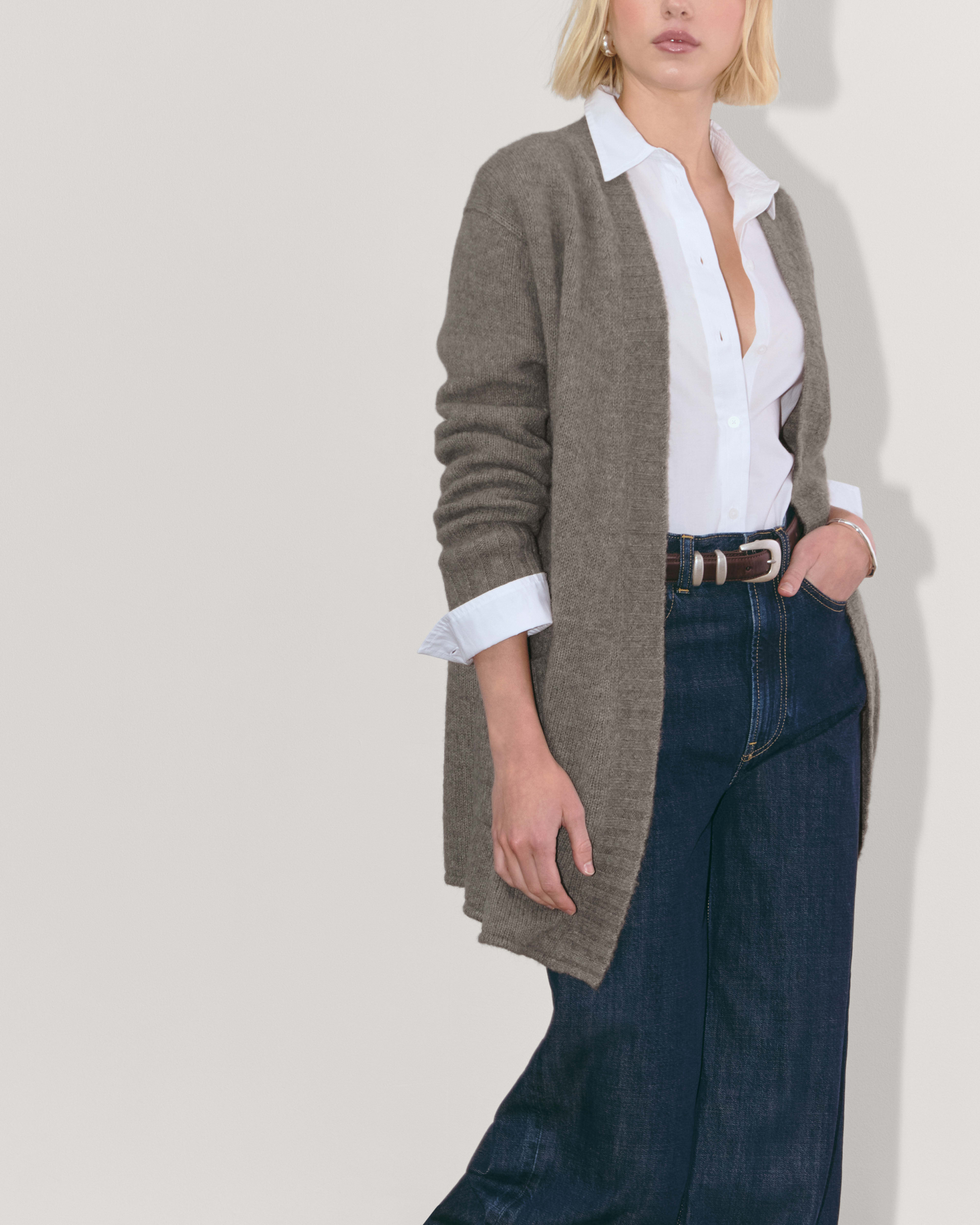The Robe Cardigan in Alpaca | Taupe Melange – Everlane