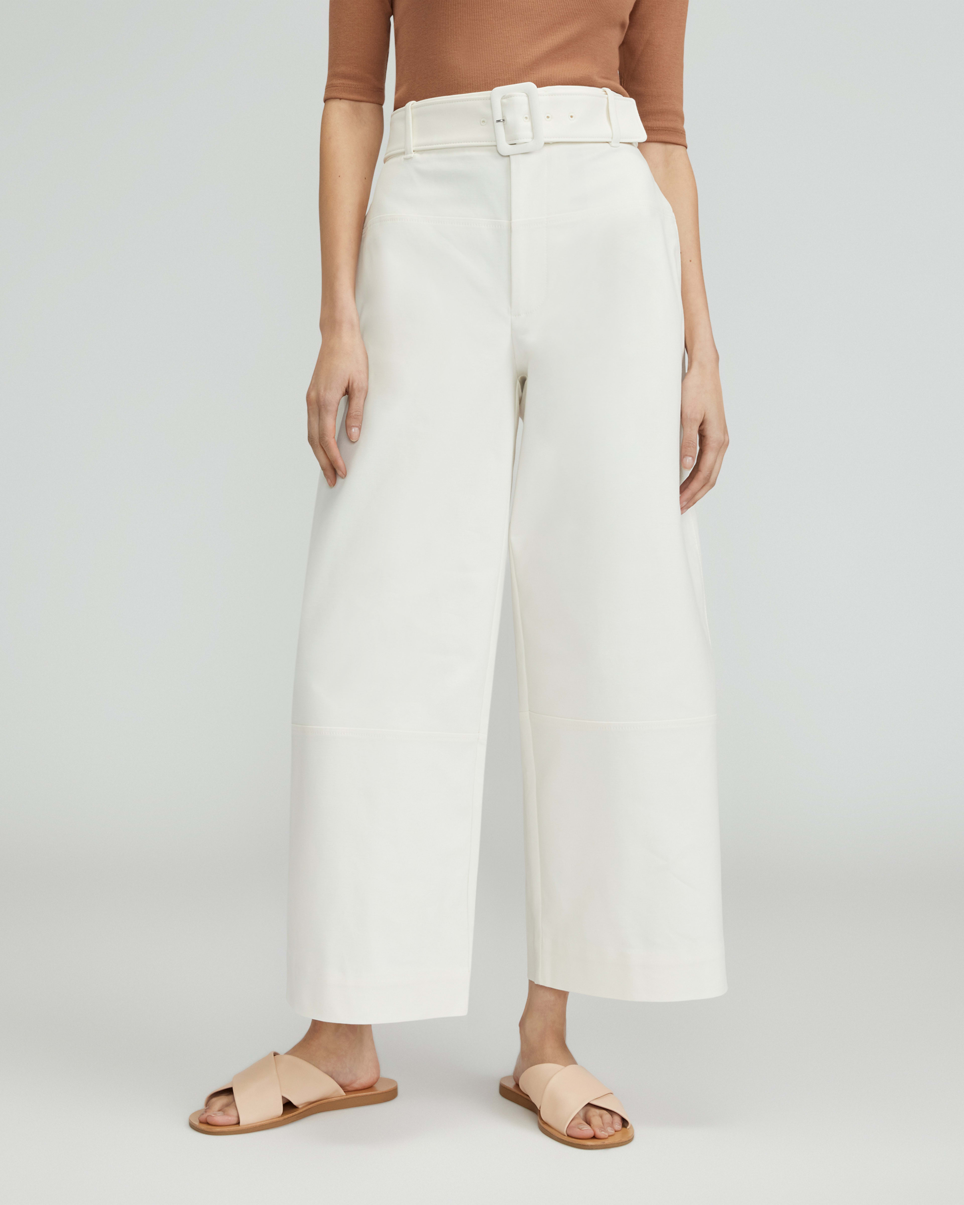 The Structured Cotton Belted Pant Bone – Everlane